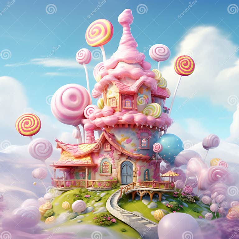 Magical Candy Castle in a Colorful Candyland City Stock Illustration ...