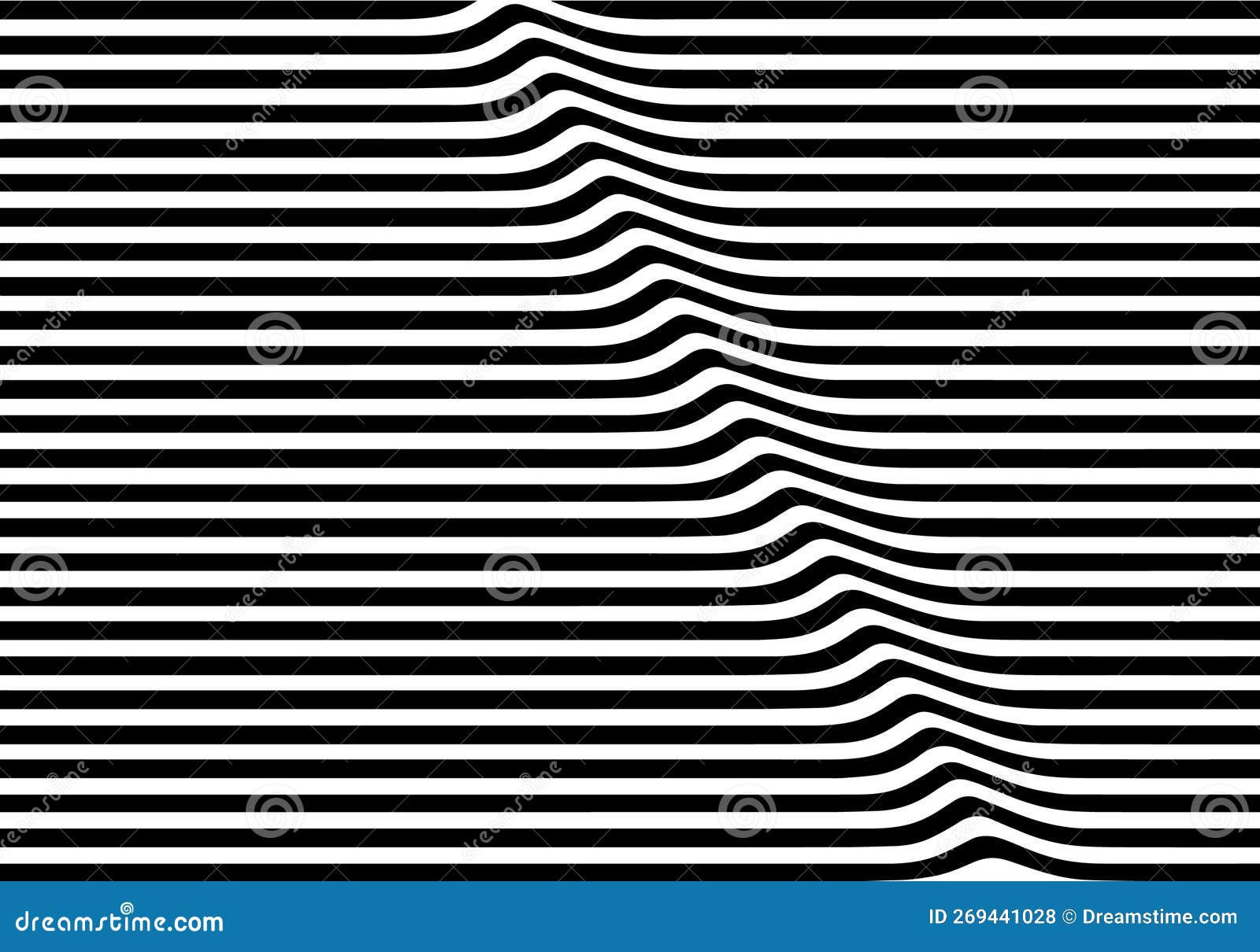 Pattern with Abstract Black and White Optical Illusion. Horizontal ...