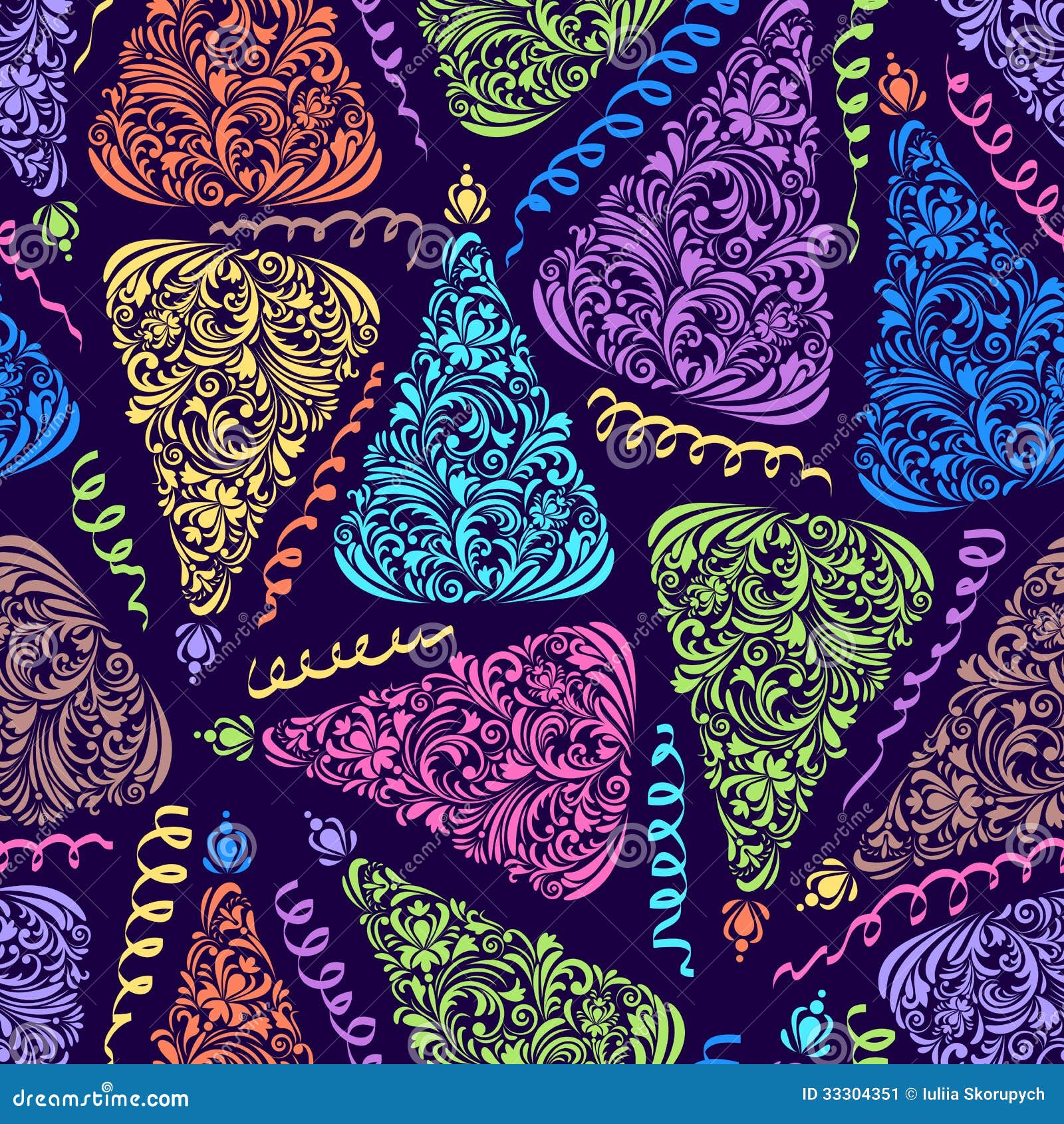 Pattern with Abstract Christmas Tree Stock Vector - Illustration of ...