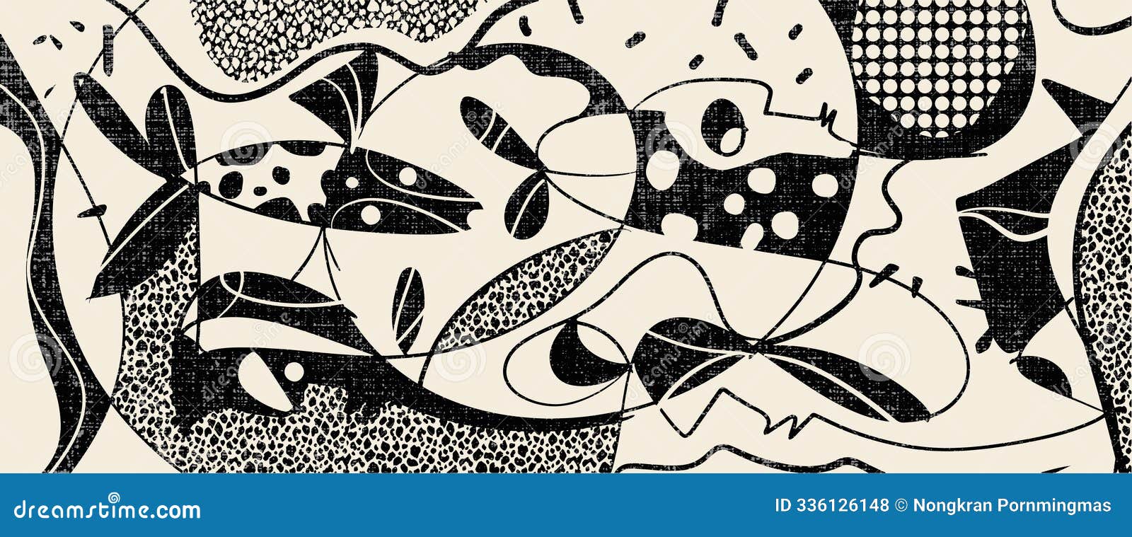 Illustration Seamless Pattern, Hand Drawing Abstract Face, Geometric ...