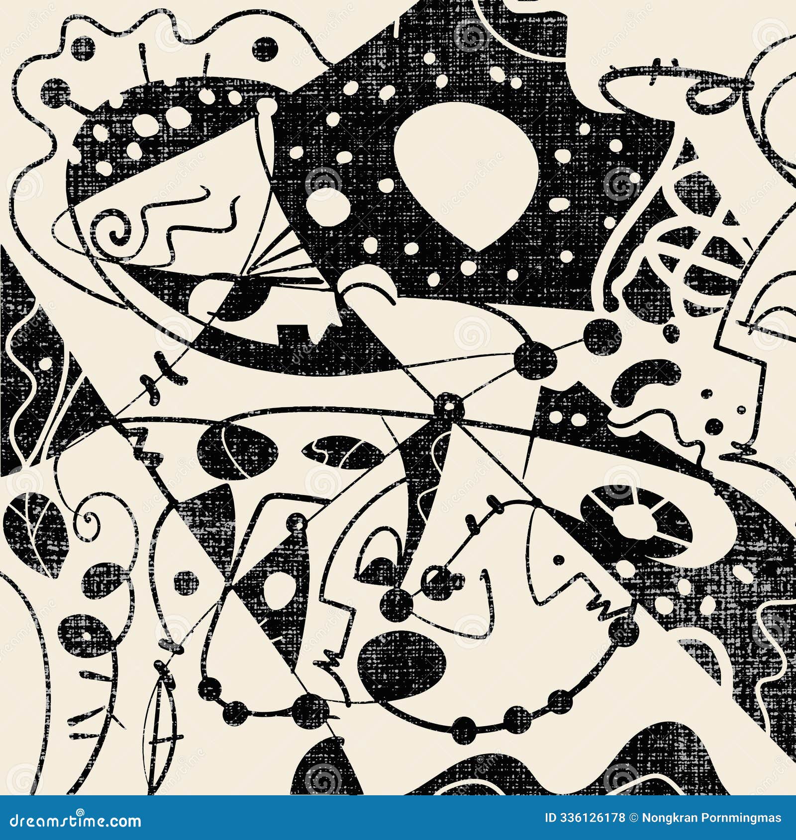 Illustration Seamless Pattern, Hand Drawing Abstract Face, Geometric ...