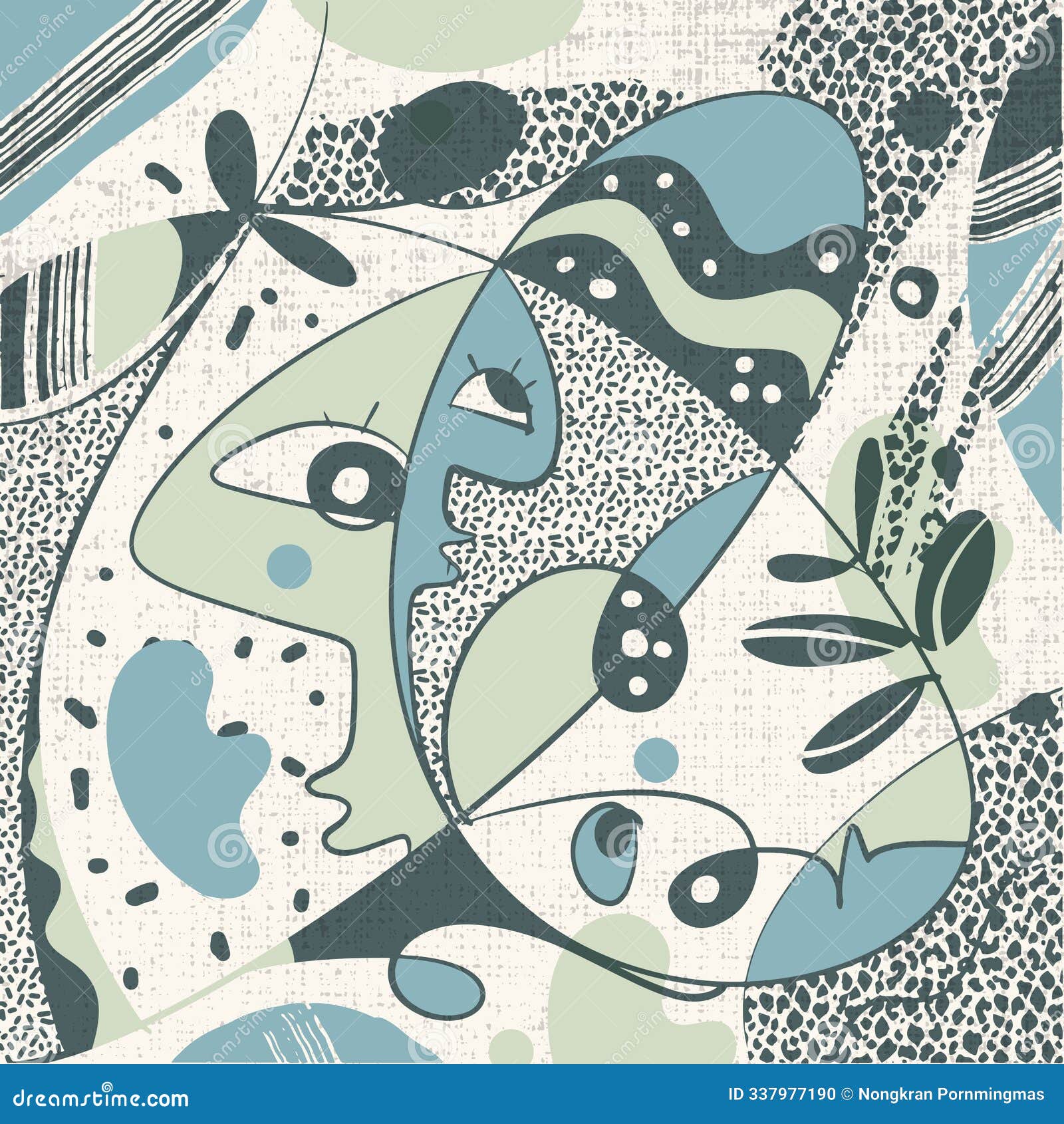 Vector Illustration Pattern, Hand Drawing Abstract Face, Geometric ...