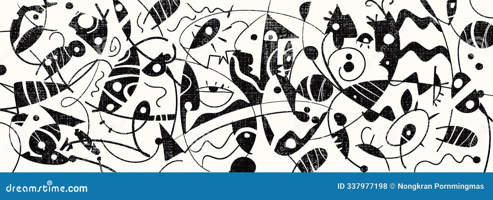 Vector Illustration Pattern, Hand Drawing Abstract Face, Geometric ...