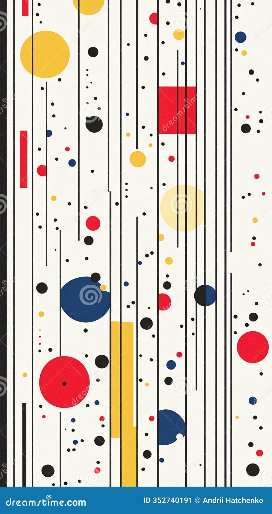 Pattern of Abstract Geometric Lines and Dots in Bold Primary Colors ...