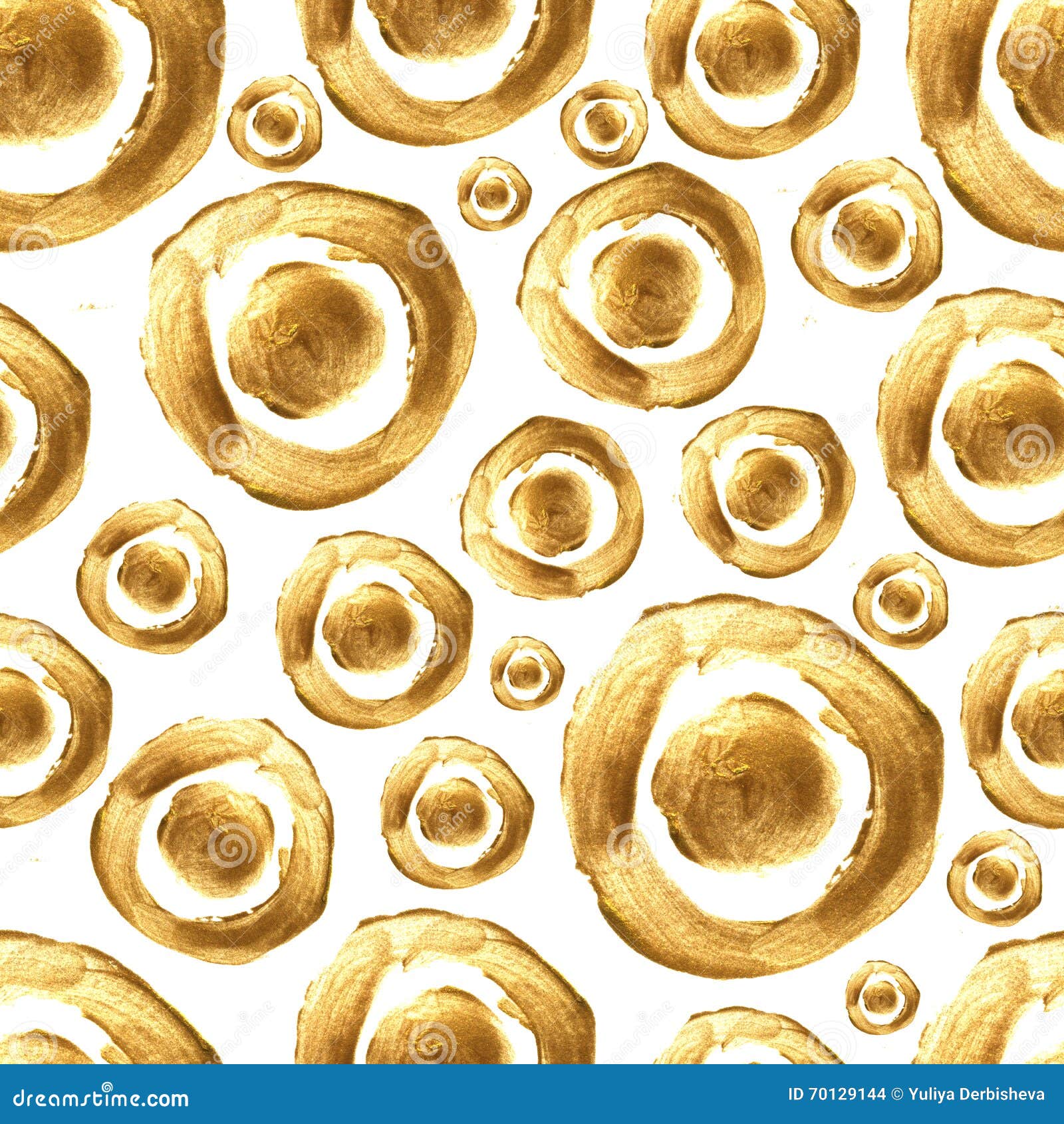 Pattern with Abstract Handmade Texture. Gold Acrilic Circles Background ...