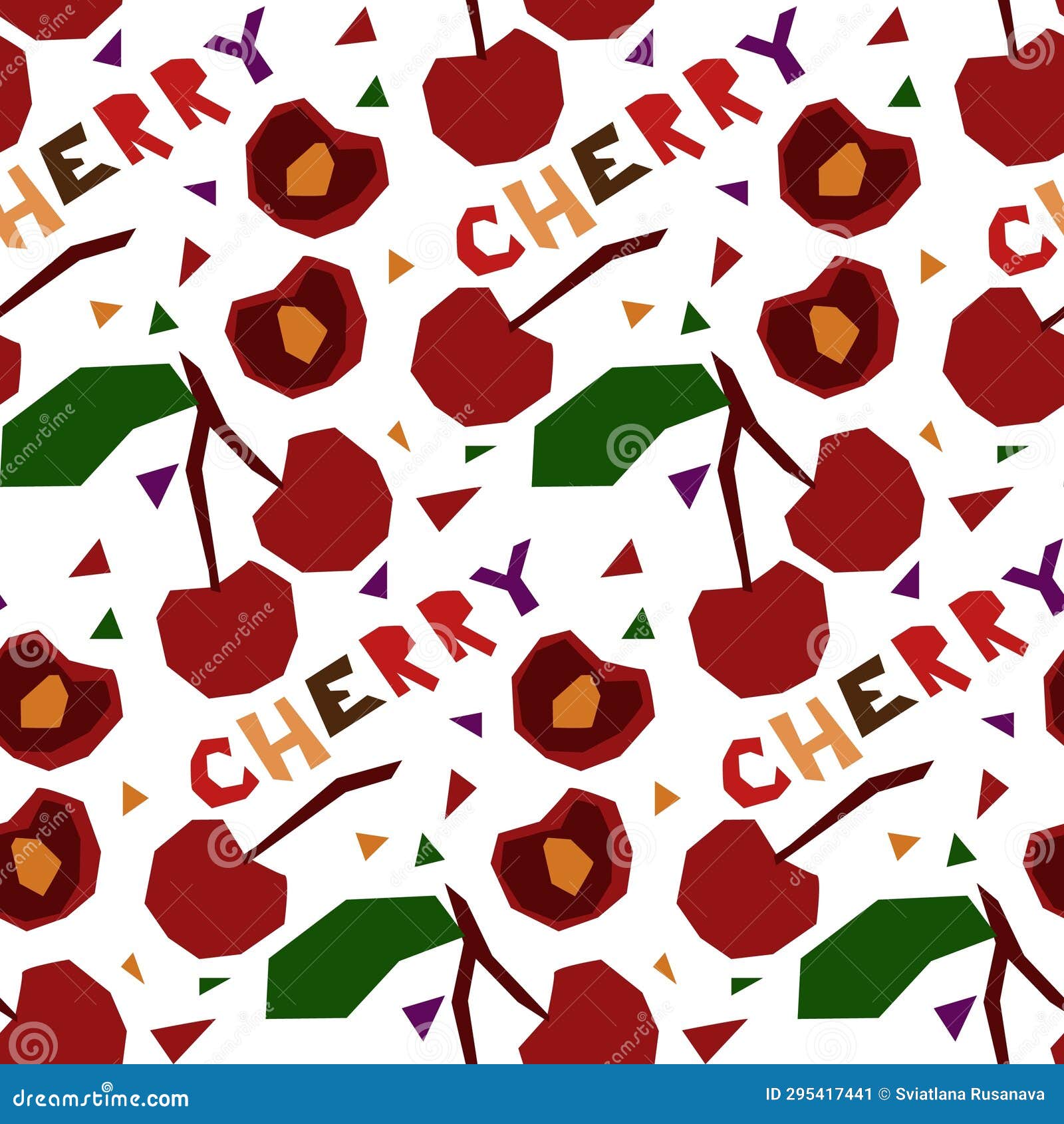 A Pattern with an Abstract Image of a Cherry and a Name in the Form of ...