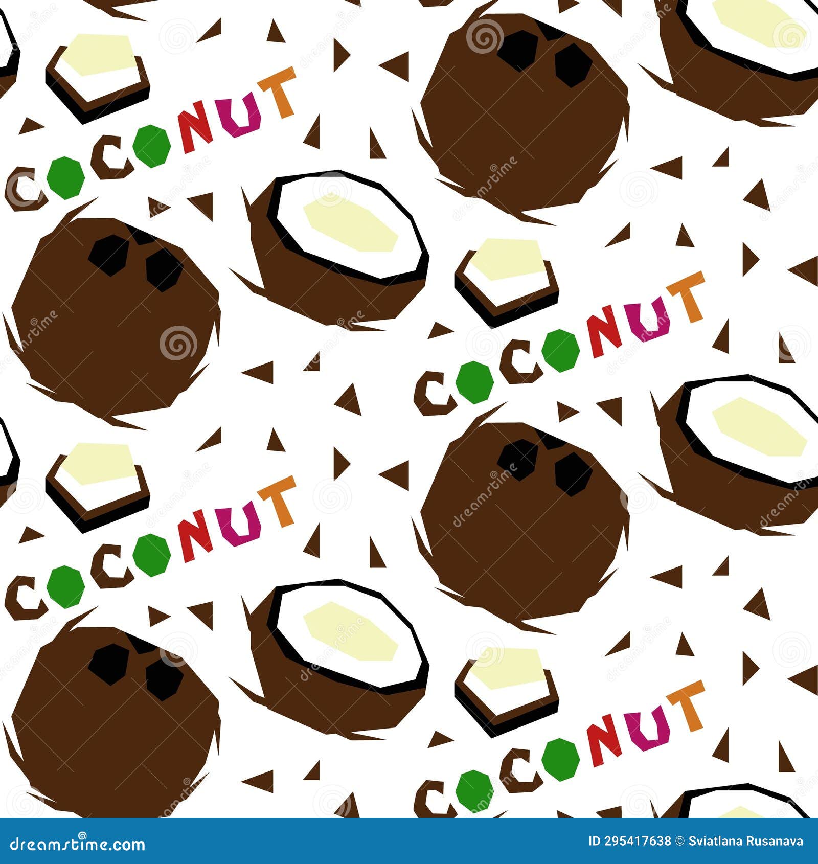 A Pattern with an Abstract Image of a Coconut and a Name in the Form of ...