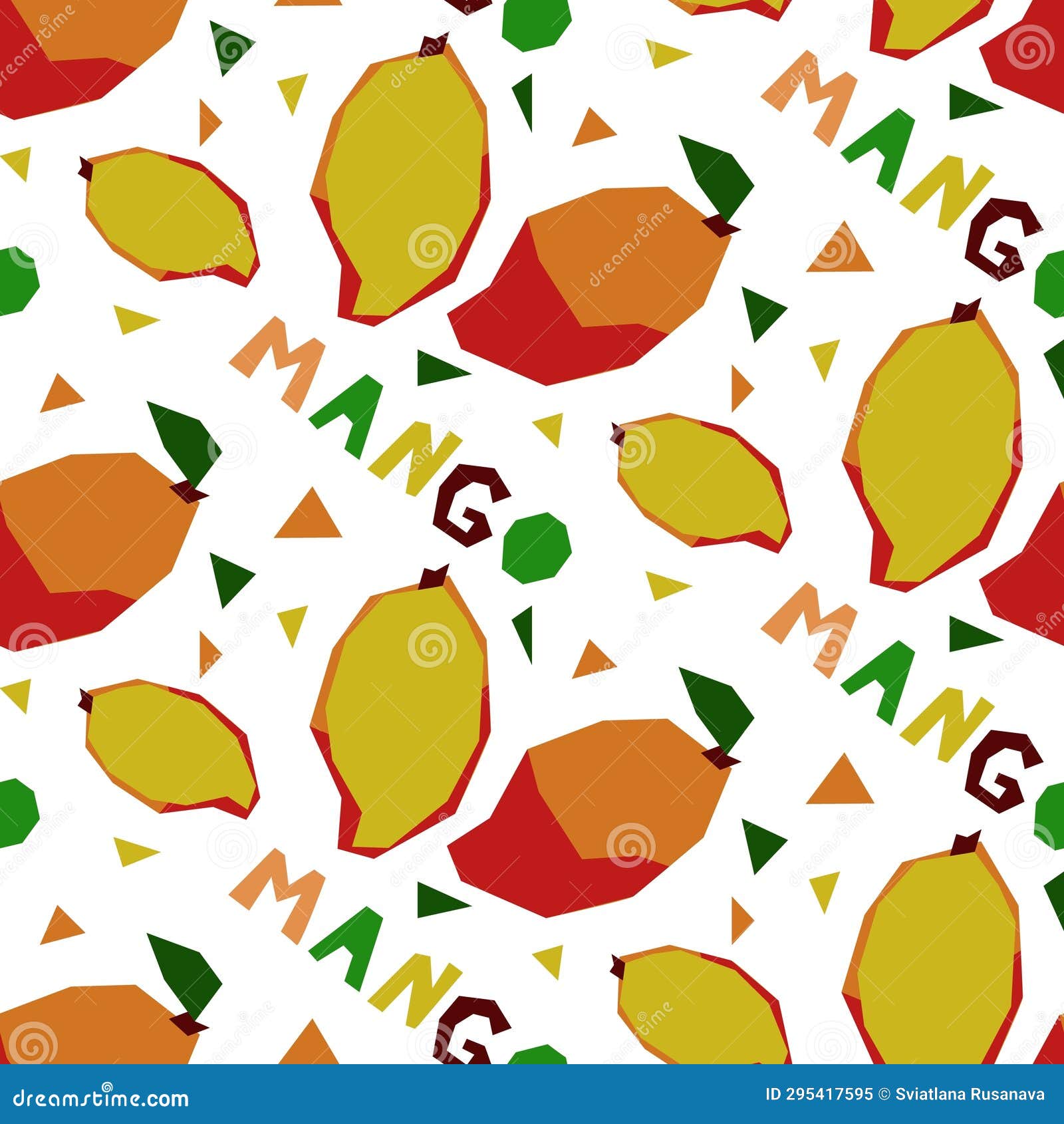 A Pattern with an Abstract Image of Mango and a Name in the Form of ...