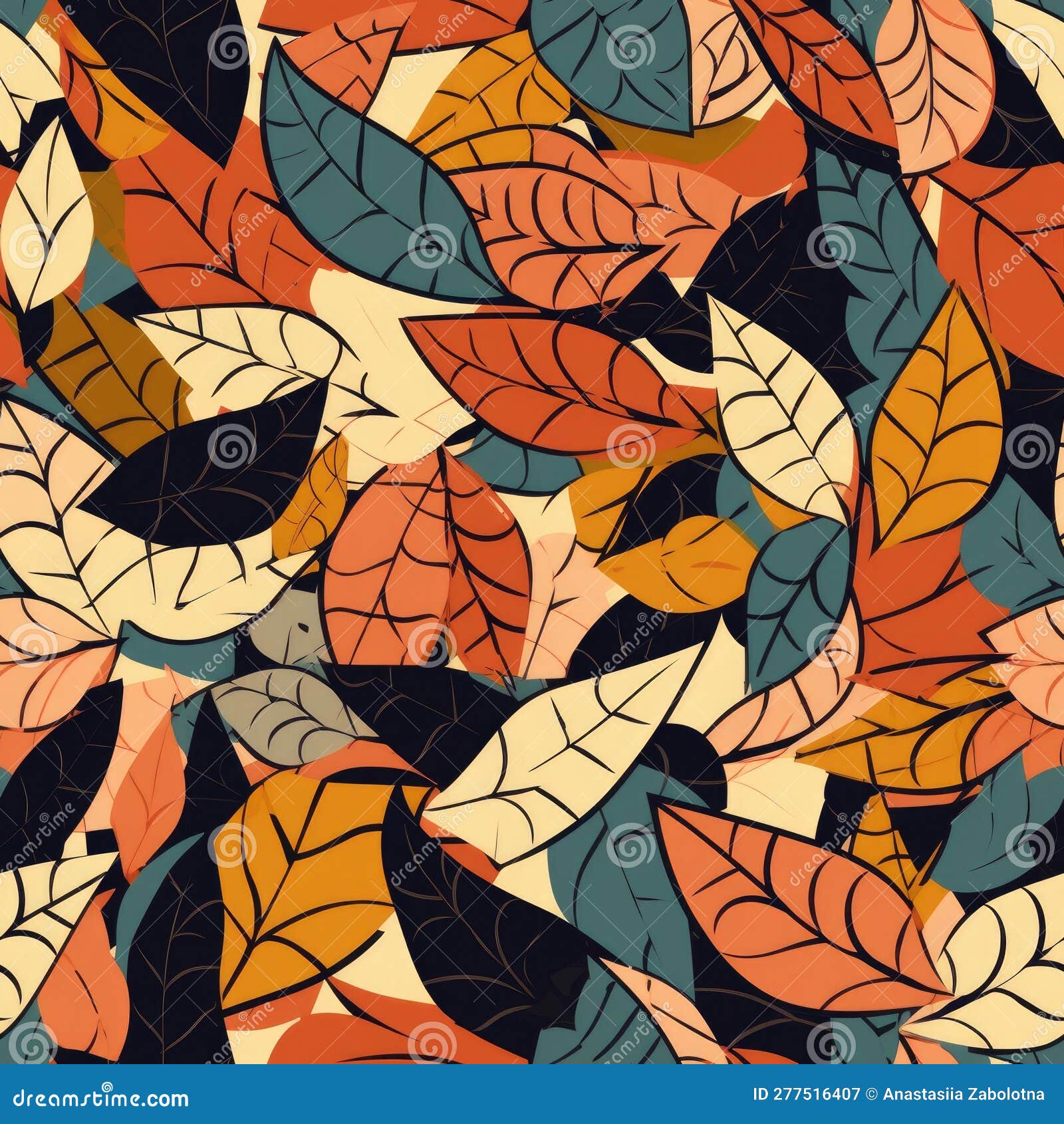 Pattern with Abstract Leaf Shapes in Random Arrangement. Infinite ...