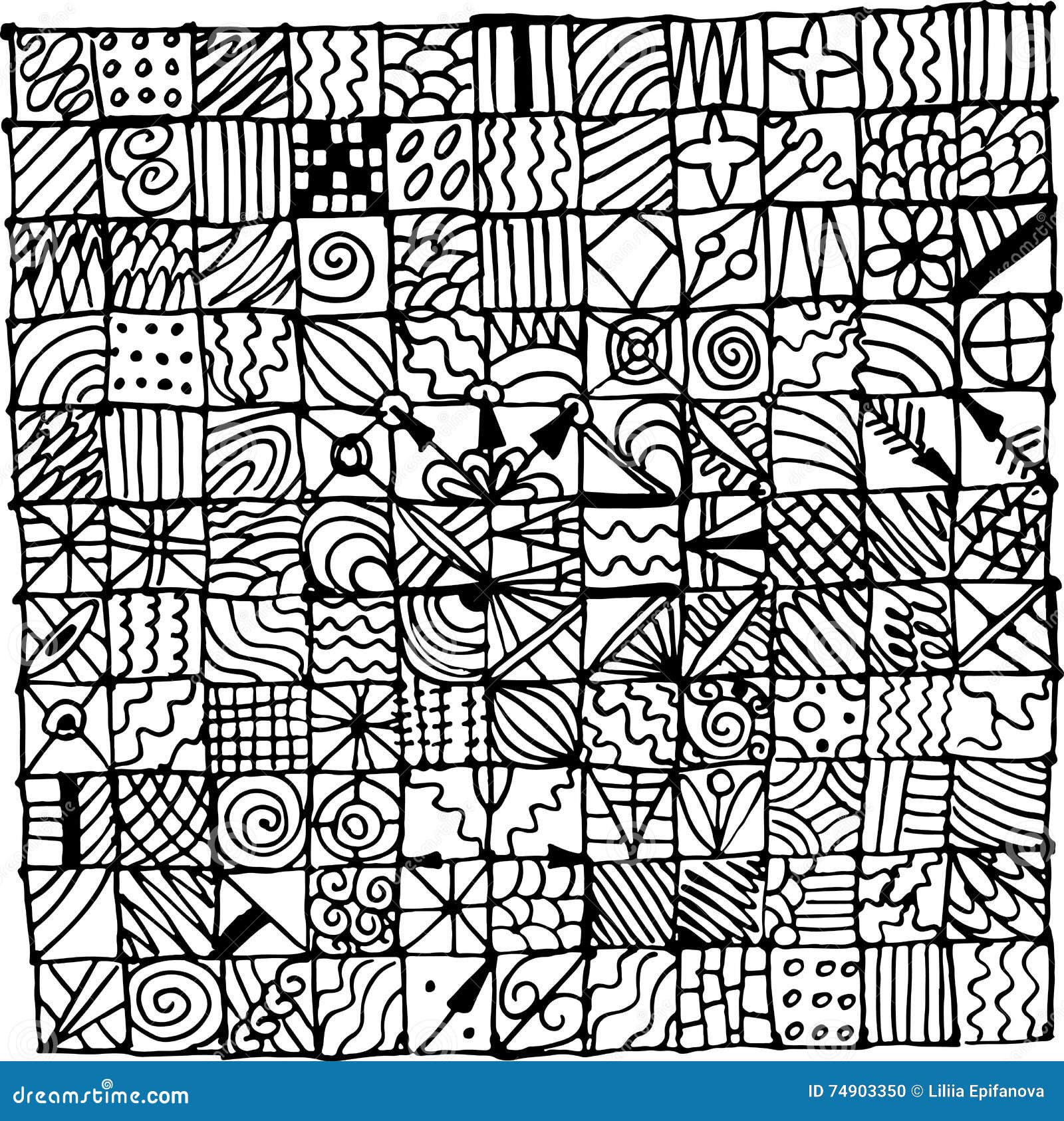 Pattern Abstract Square Pattern Page for Coloring, Sketch Illustration ...