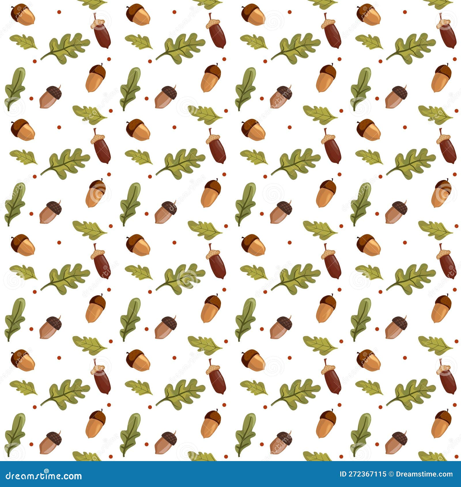 A Pattern of Acorns and Leaves of Different Shapes and Colors. the ...