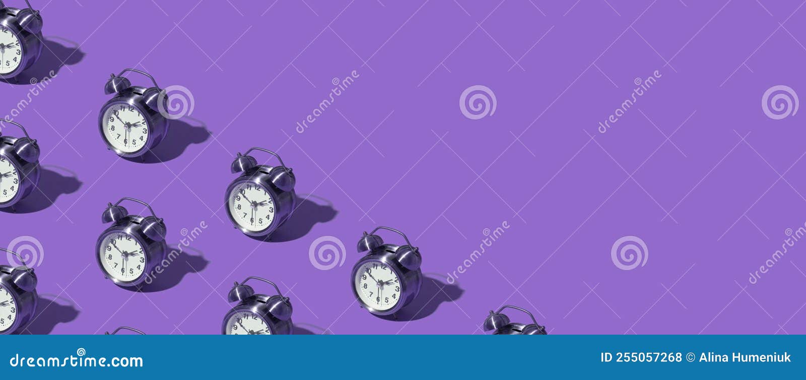 Pattern of an Alarm Clock on a Colored Background. Monochrome Time ...