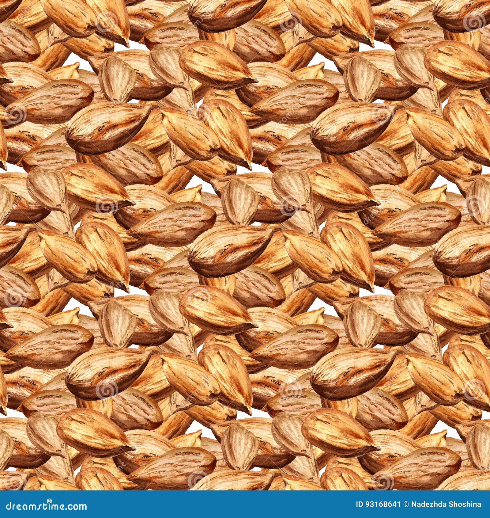 Pattern with almonds stock illustration. Illustration of design - 93168641