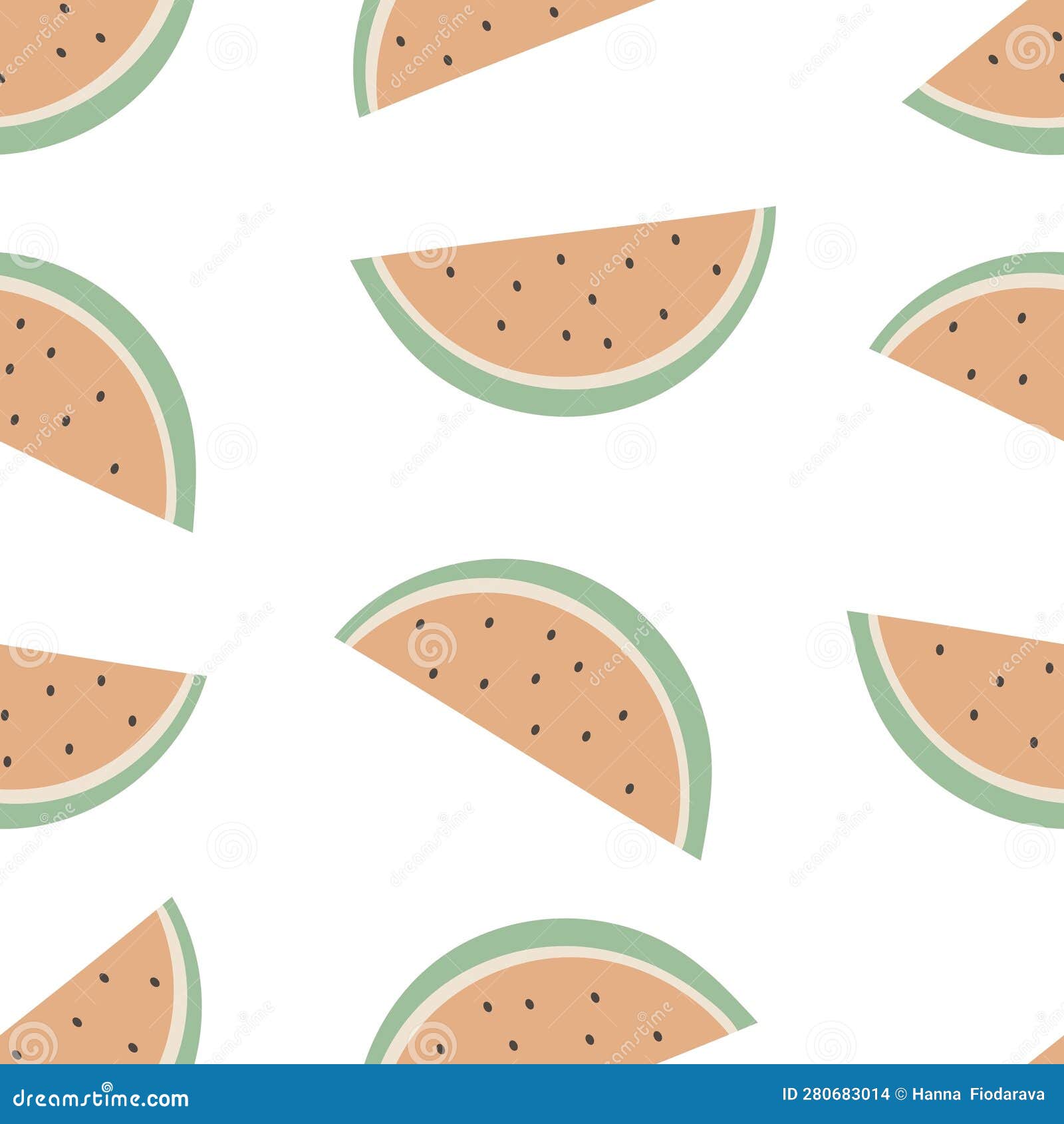 Summer Seamless Pattern with Cartoon Watermelons. Colorful Vector, Flat ...