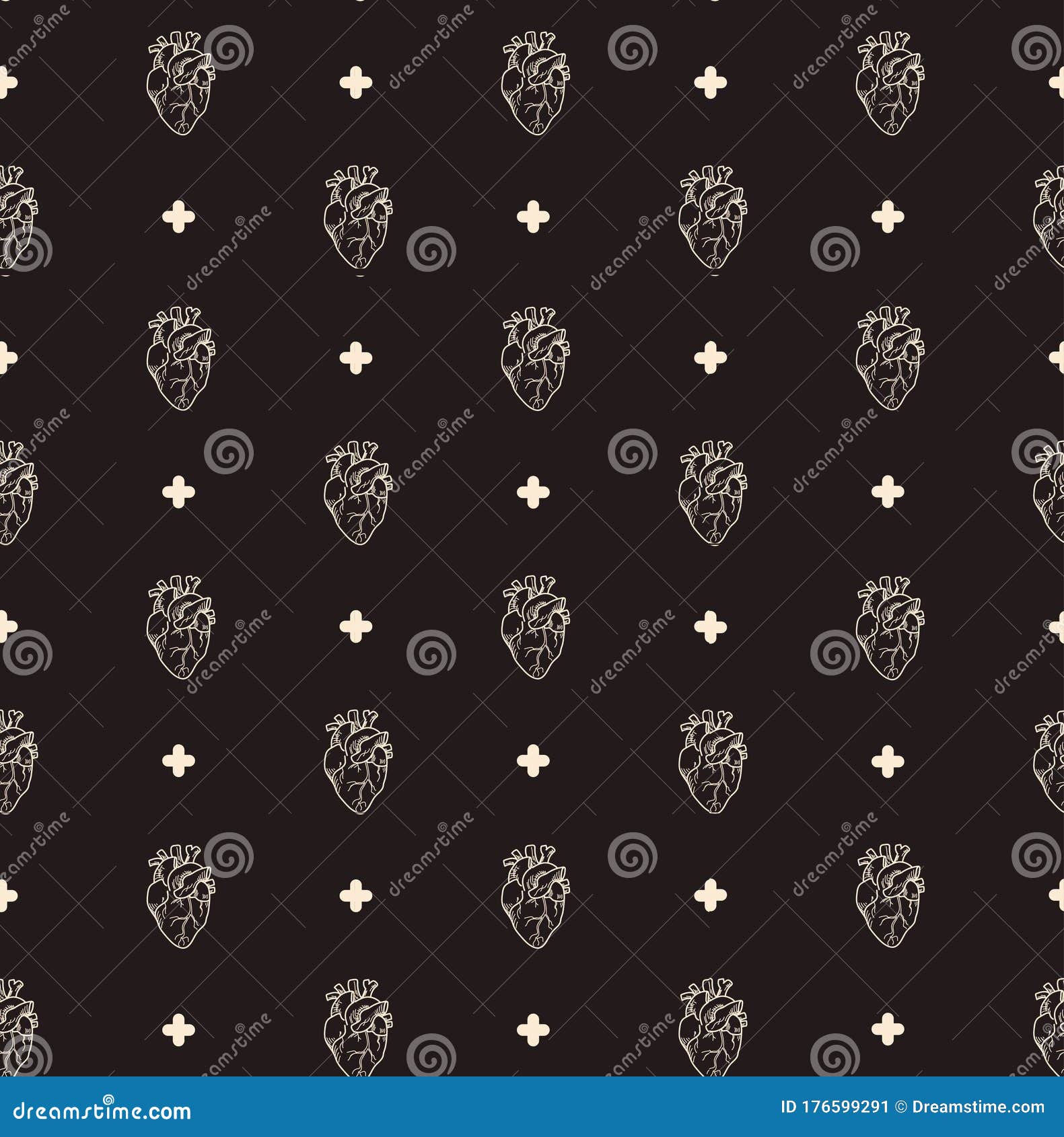 Pattern Anatomical Heart on a Dark Background Stock Vector ...