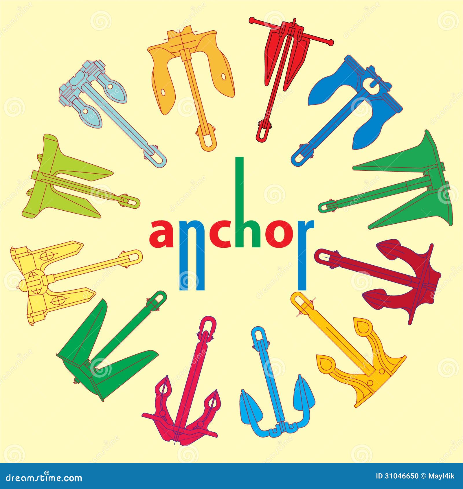 Pattern of the anchors stock vector. Illustration of background - 31046650