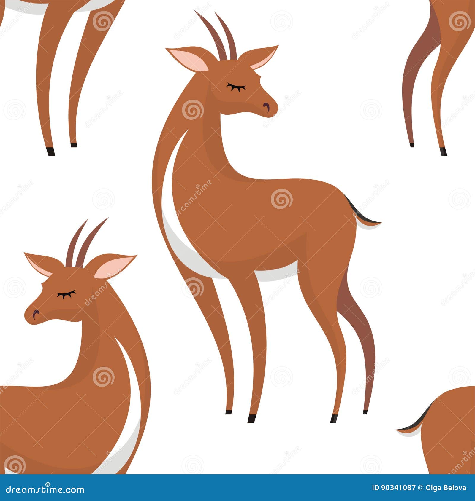 Pattern with antelopes stock vector. Illustration of antelope - 90341087