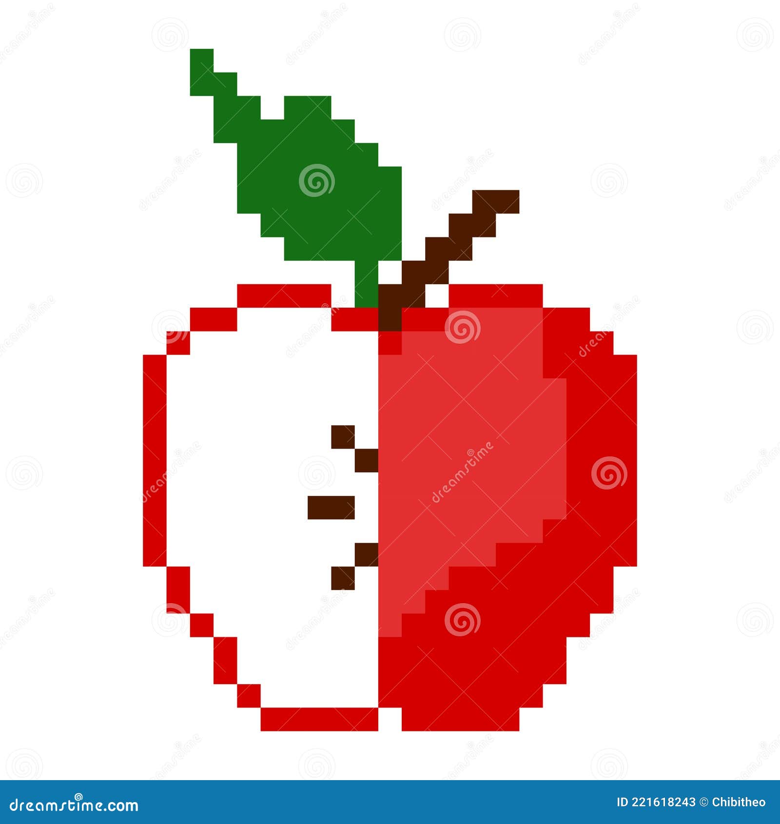 Apple Pixel Art 8 Bit Video Game Fruit Icon Cartoon Vector ...