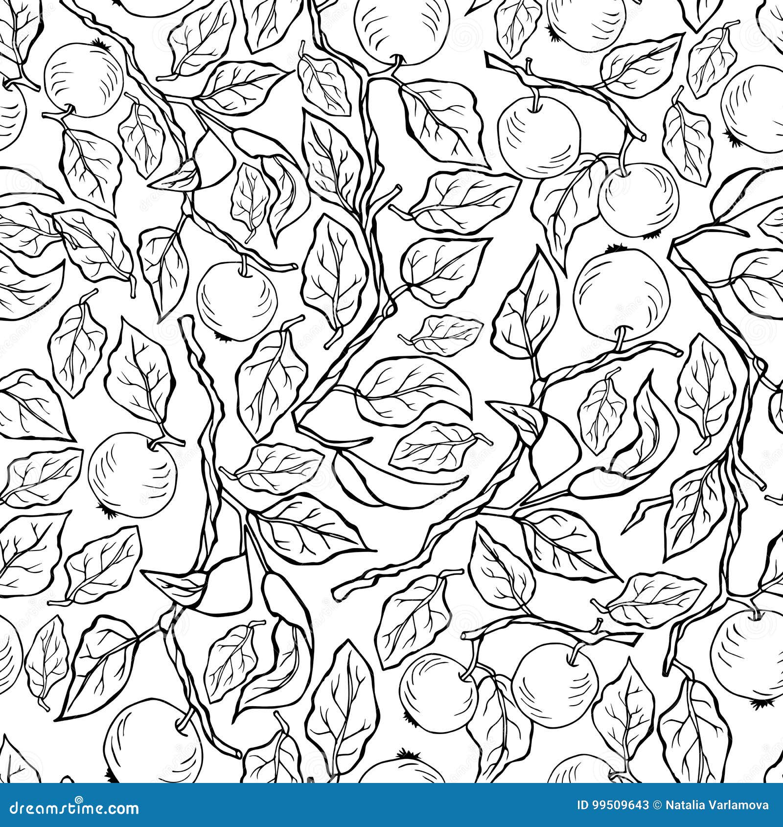 Pattern with Apple Tree Branches Stock Vector - Illustration of fruit ...