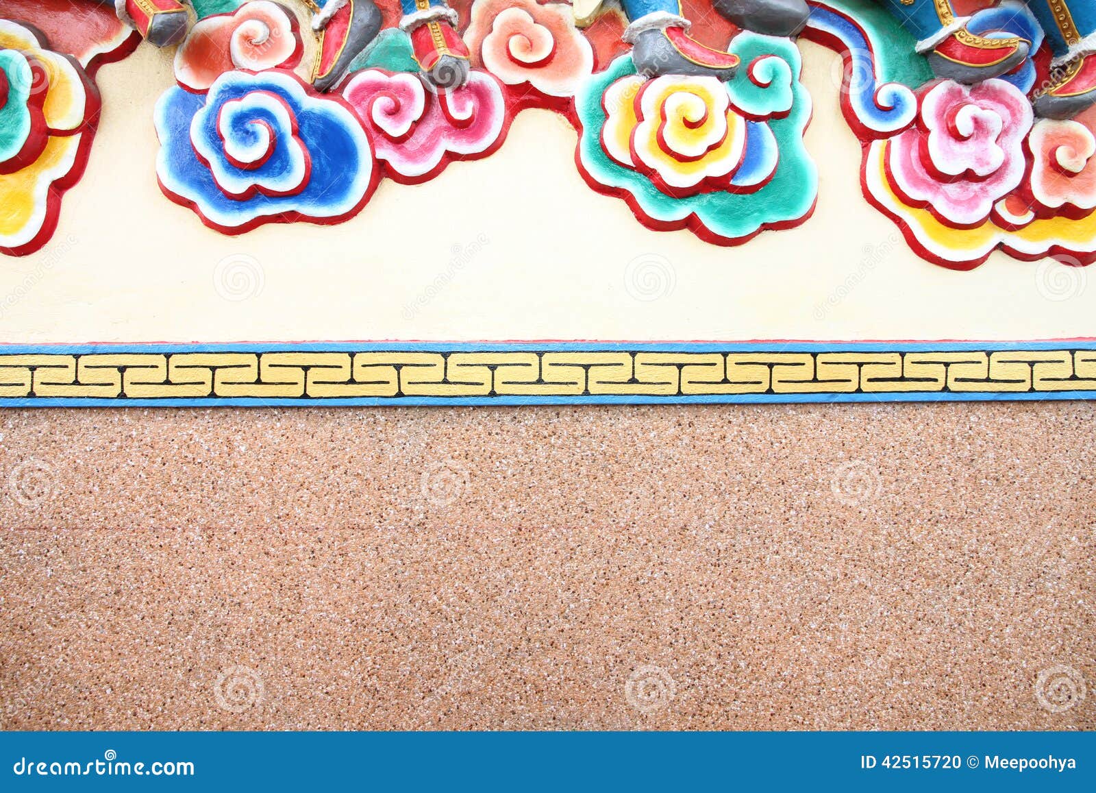 Pattern Art on a Wall in Chinese Temple. Stock Photo - Image of ...