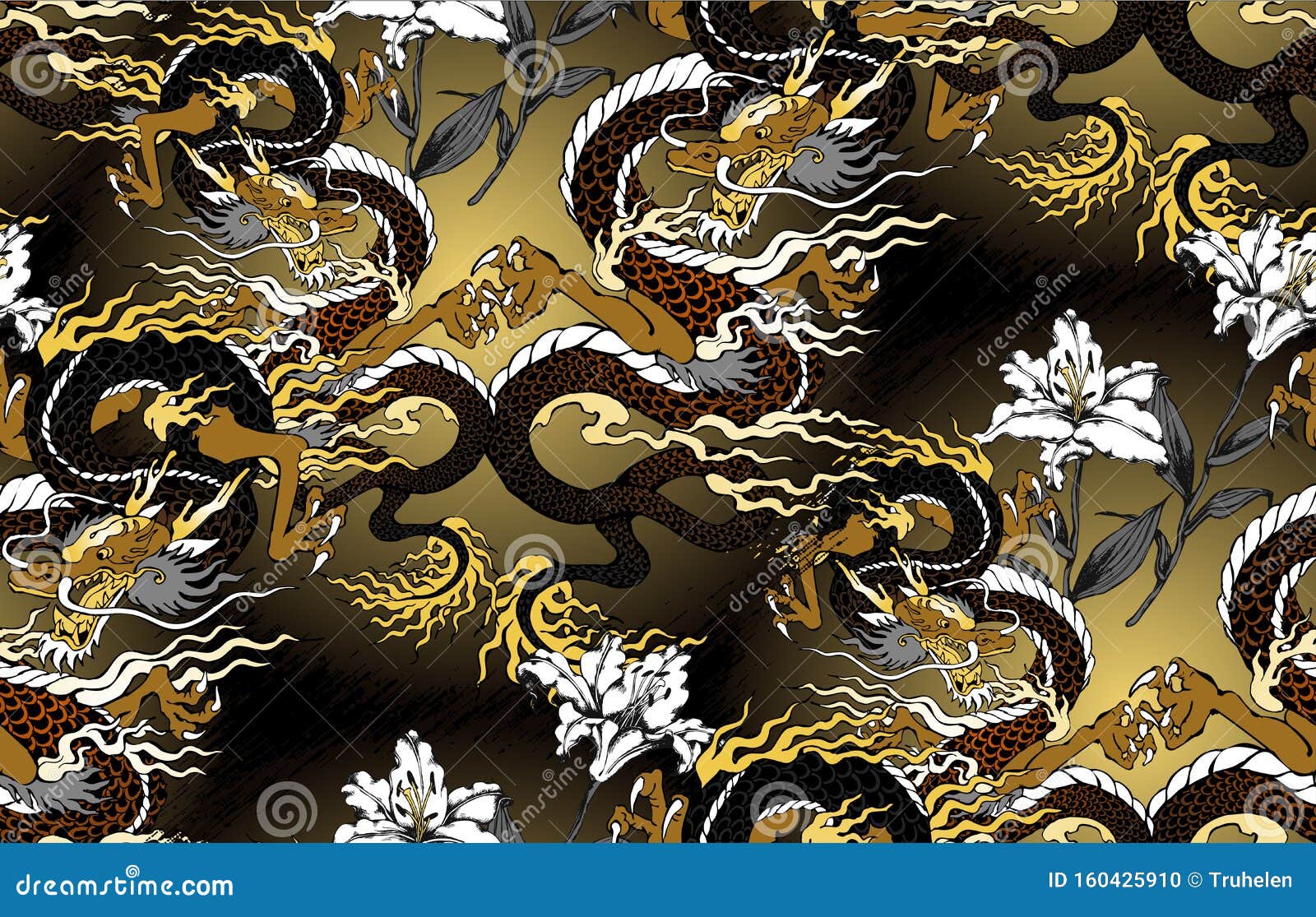 Pattern of Asian Dragon. Vector Illustration Stock Vector ...