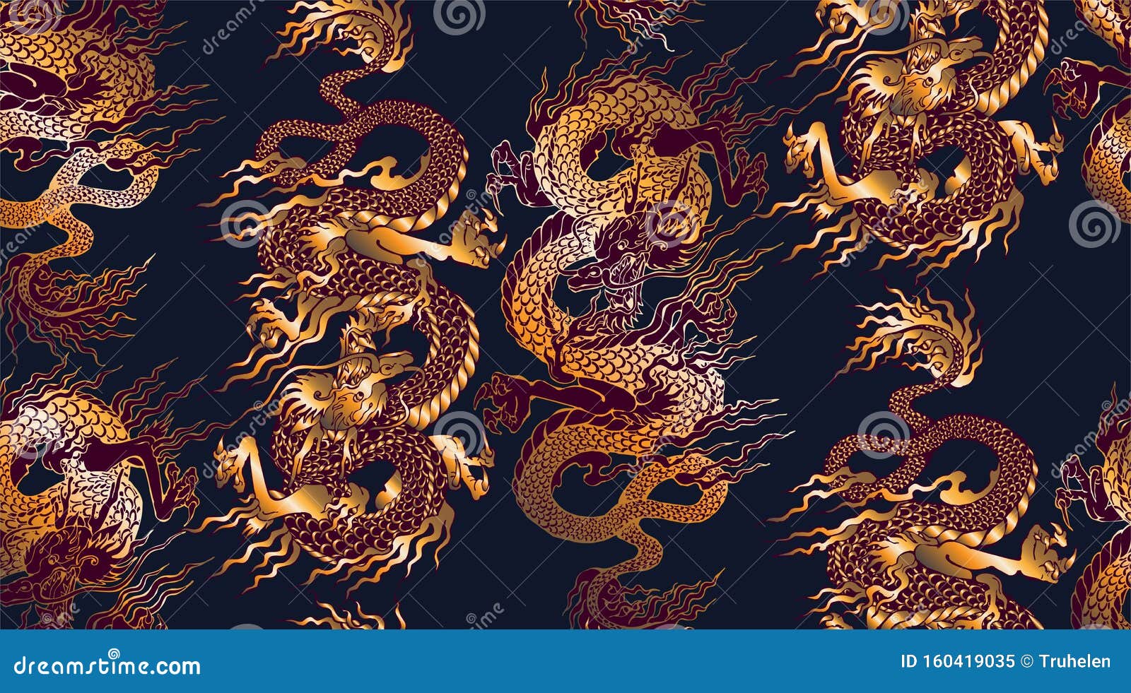Pattern of Asian Dragon. Vector Illustration Stock Vector ...