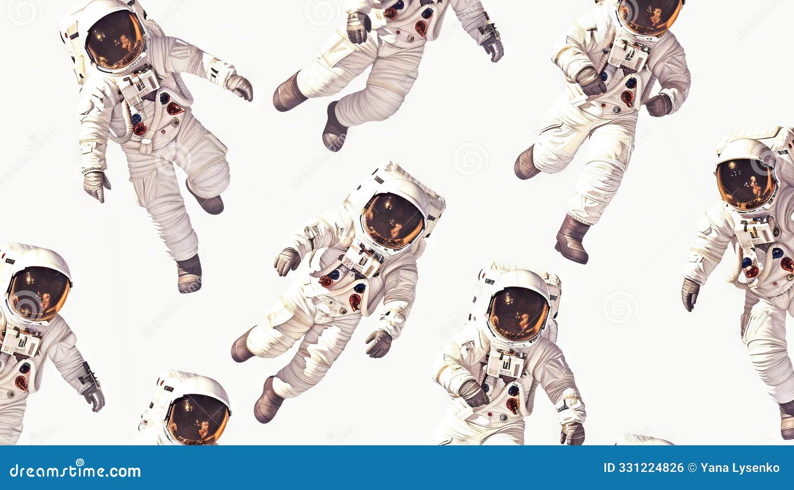 Pattern of Astronauts in Space Suits Floating in Zero Gravity ...