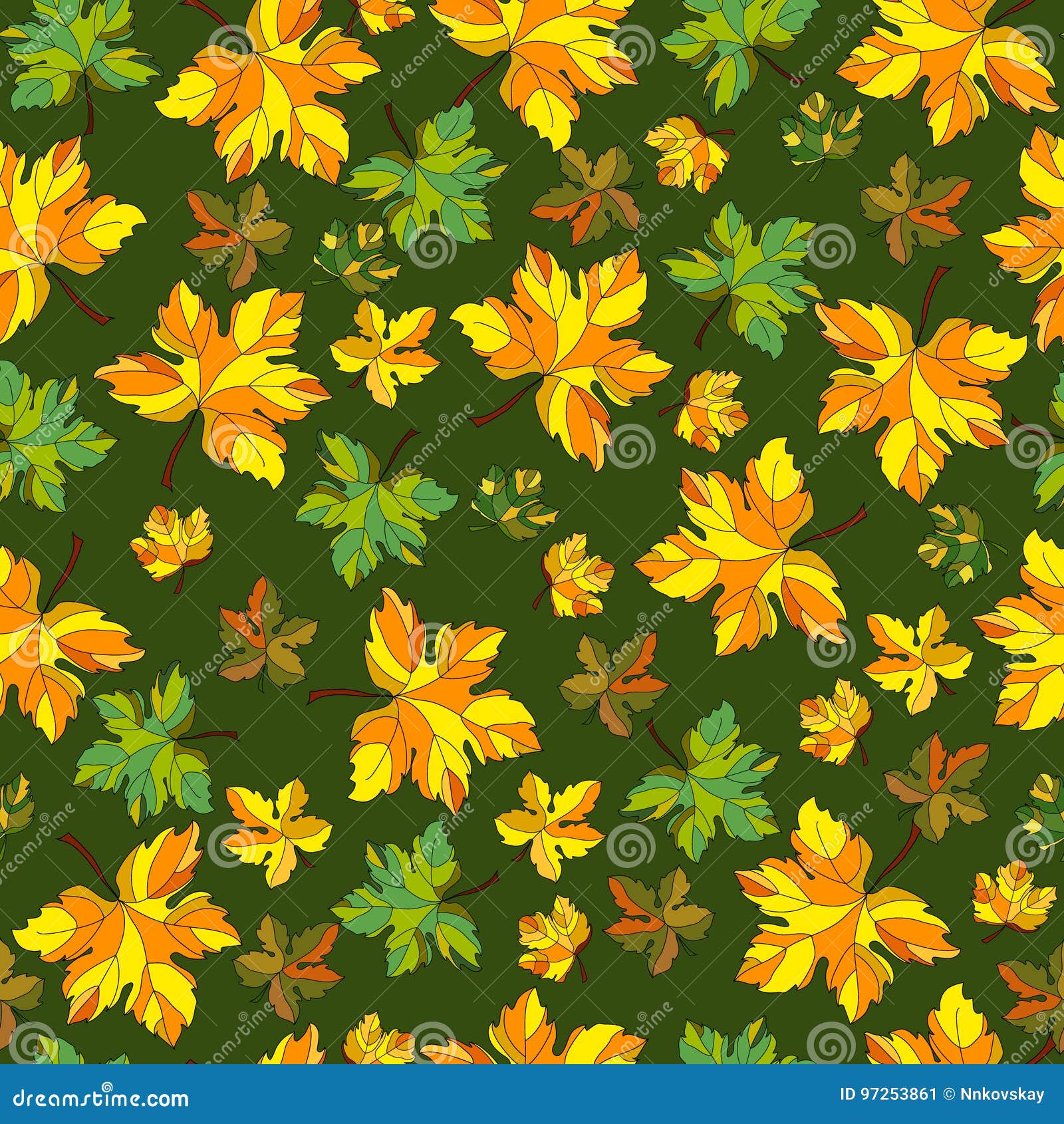 Pattern autumn leaf. stock vector. Illustration of gold - 97253861