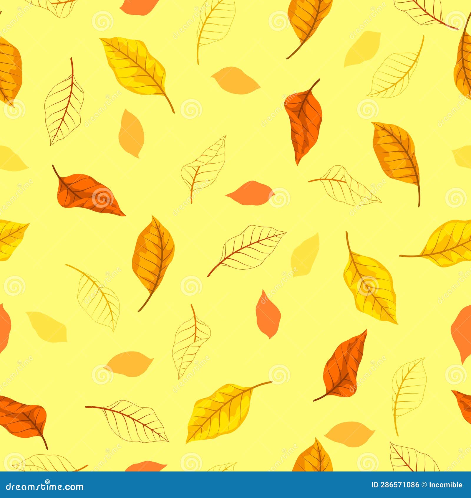 Pattern with Autumn Leaves. Background with Various Foliage Stock ...