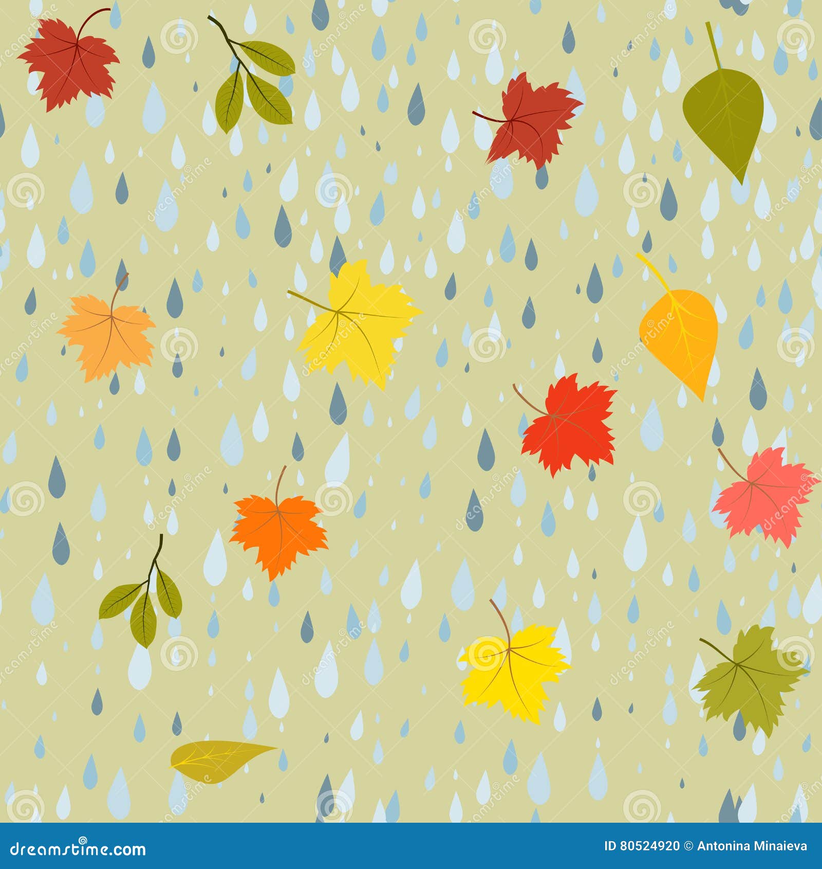 Pattern autumn rain stock vector. Illustration of colorful - 80524920