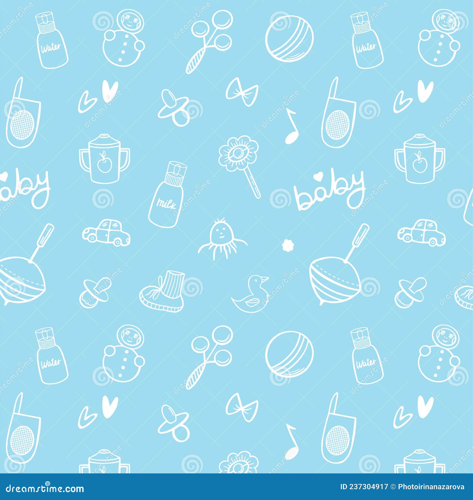 Pattern Baby Items, Great Design for Any Purposes in Doodle Style on ...