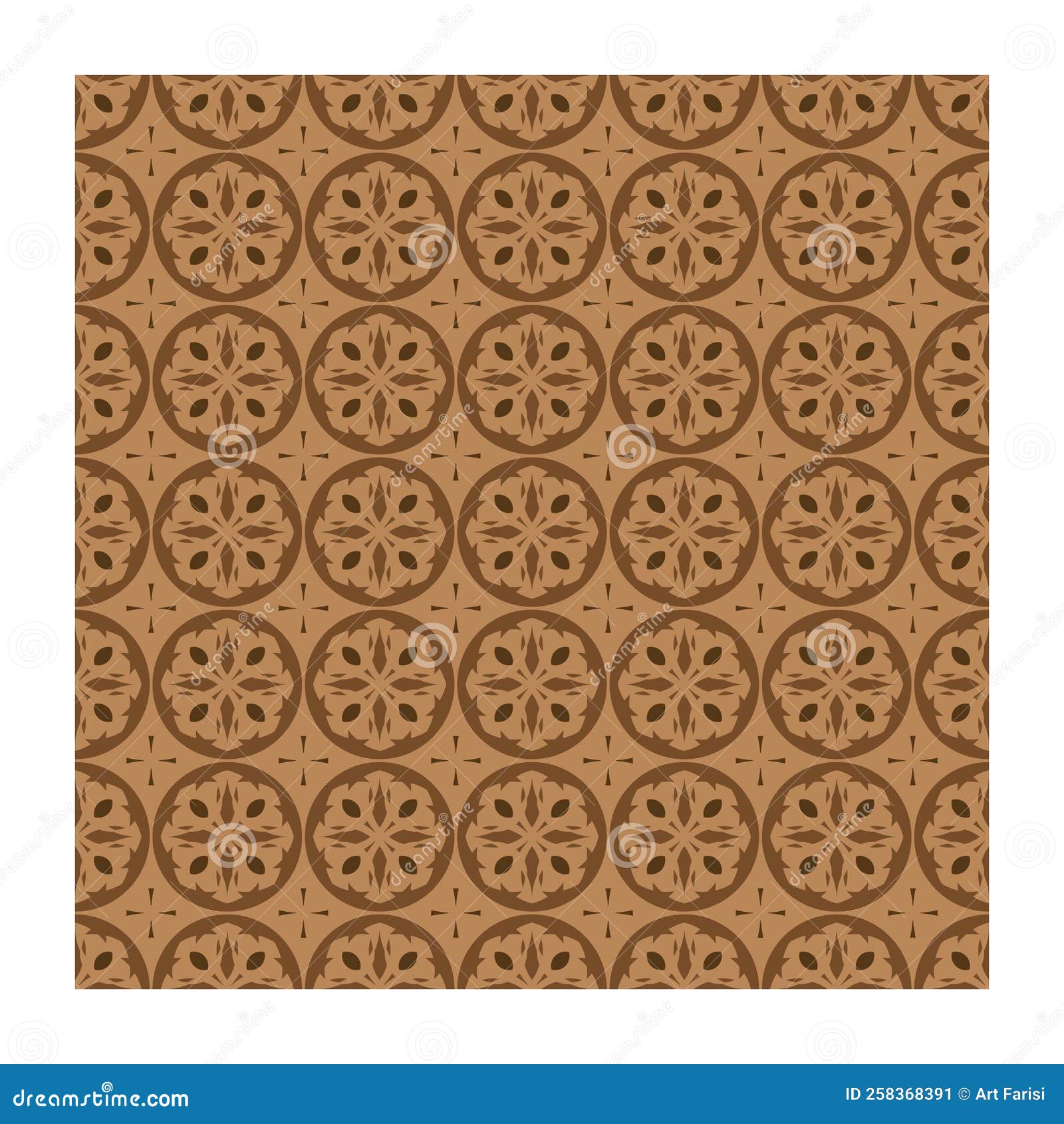 Pattern Background Circle Flower Brown Seamless Wallpaper Batik Stock ...