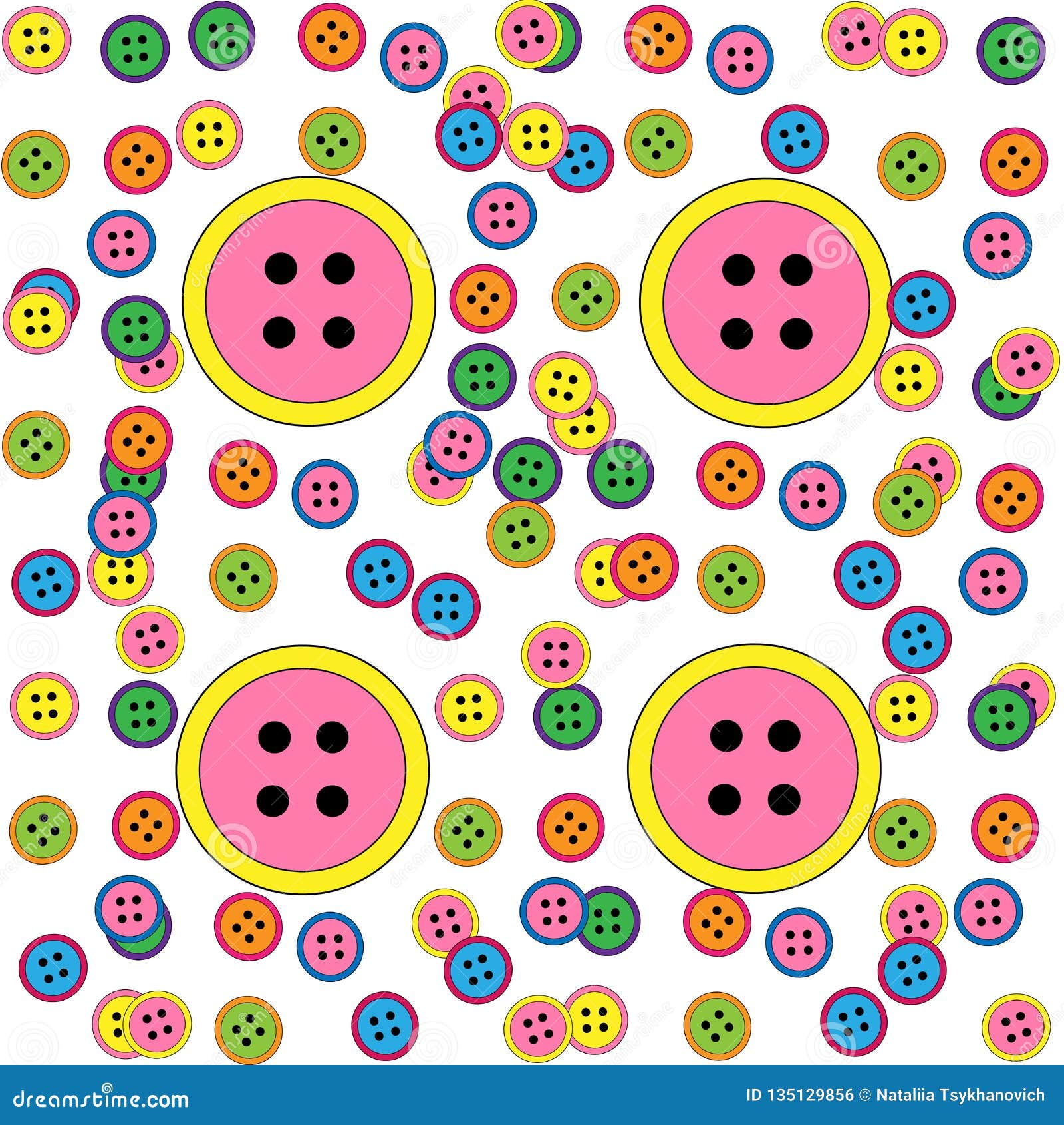 Pattern Background Colored Rose Buttons Large Small Stock Vector ...
