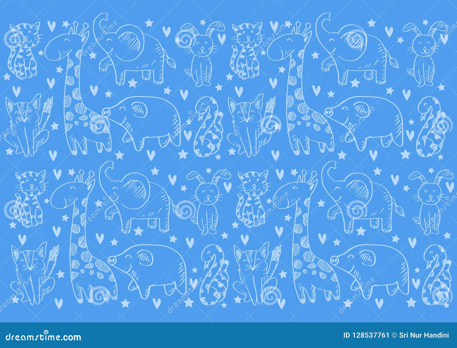 Pattern Background with Cute Animals Stock Vector - Illustration of ...