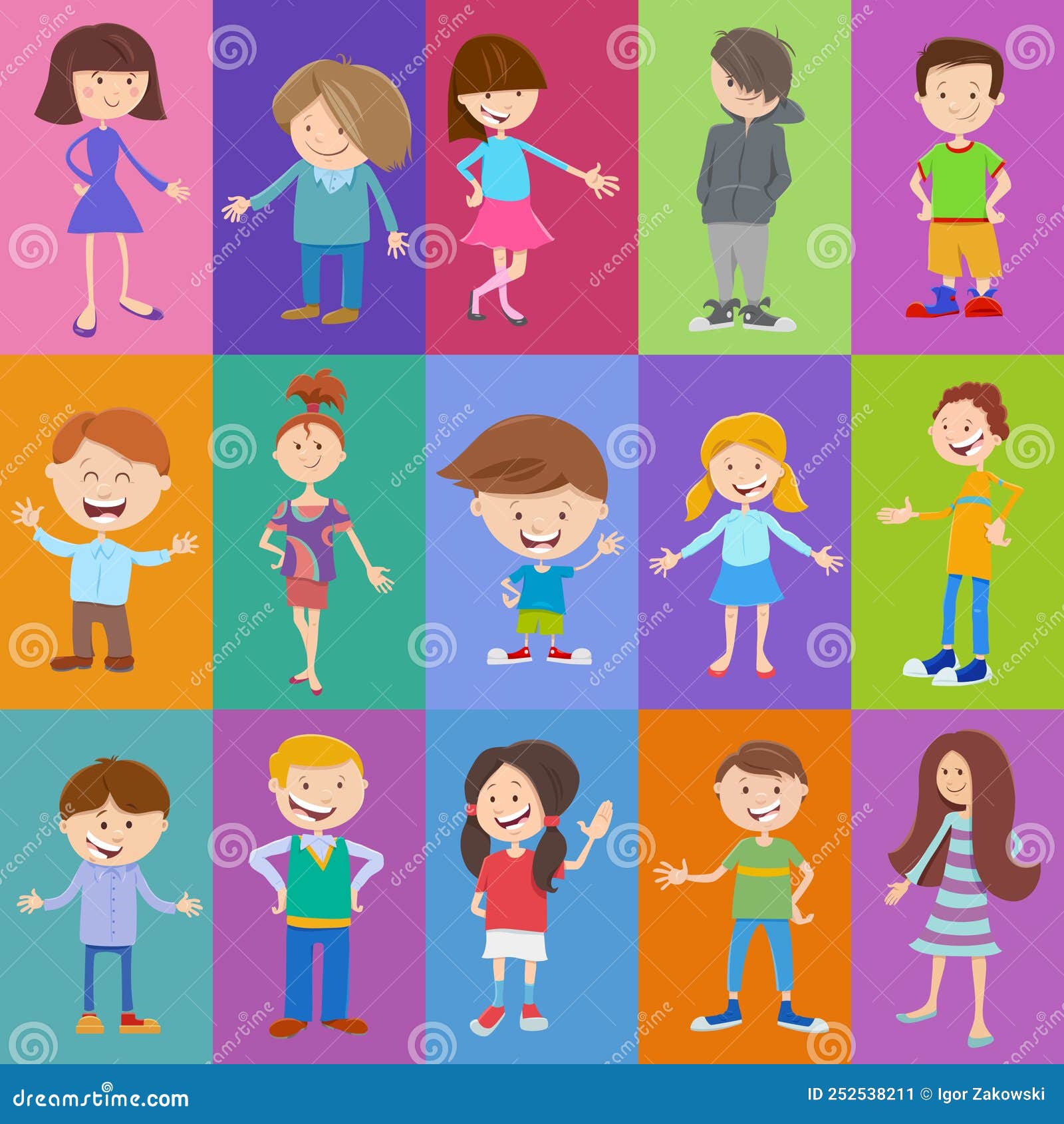 Pattern or Background Design with Cartoon Children Characters Stock ...