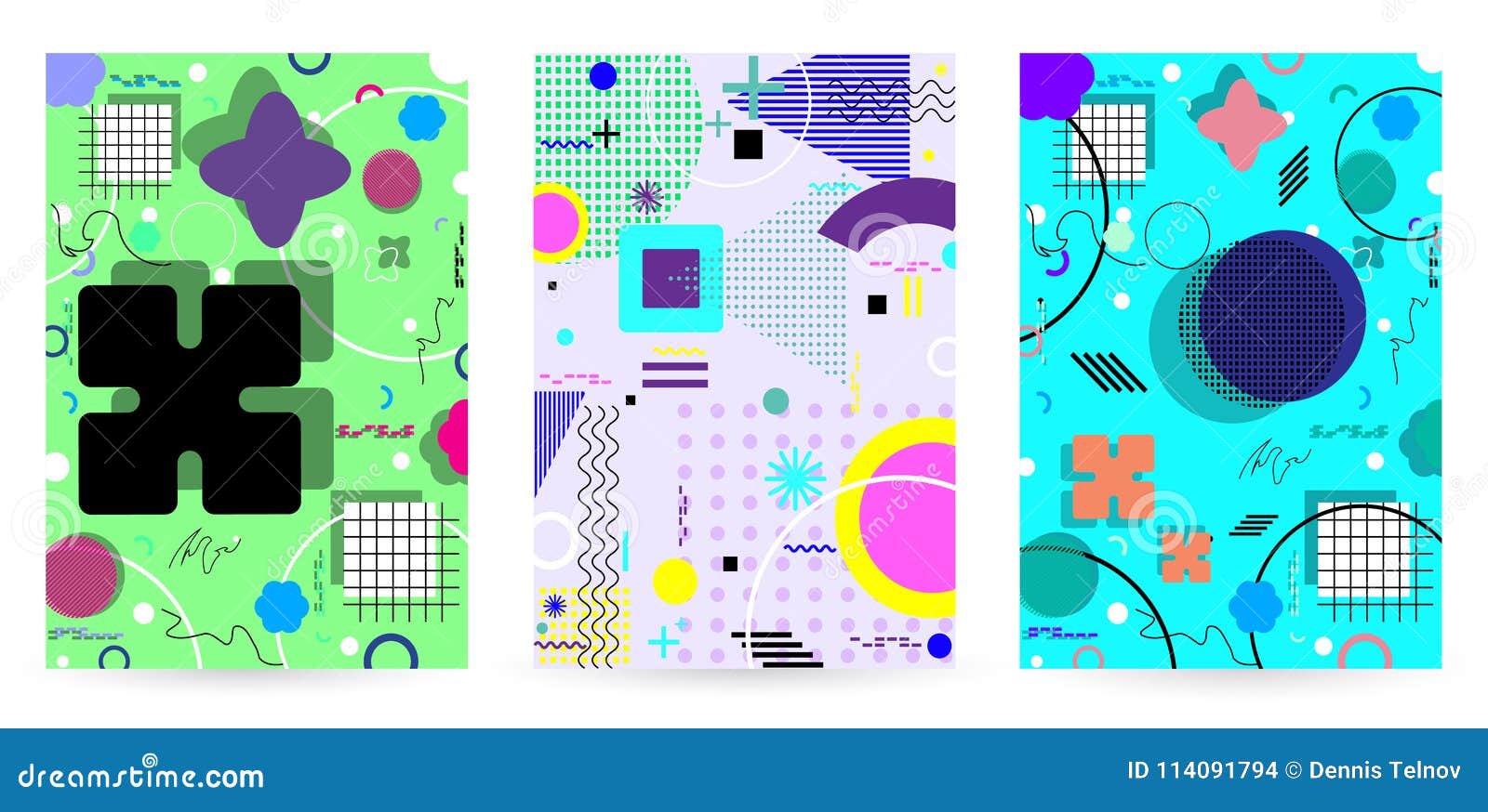 Pattern Background in Flat Colorful Memphis Style.Vector Illustration ...