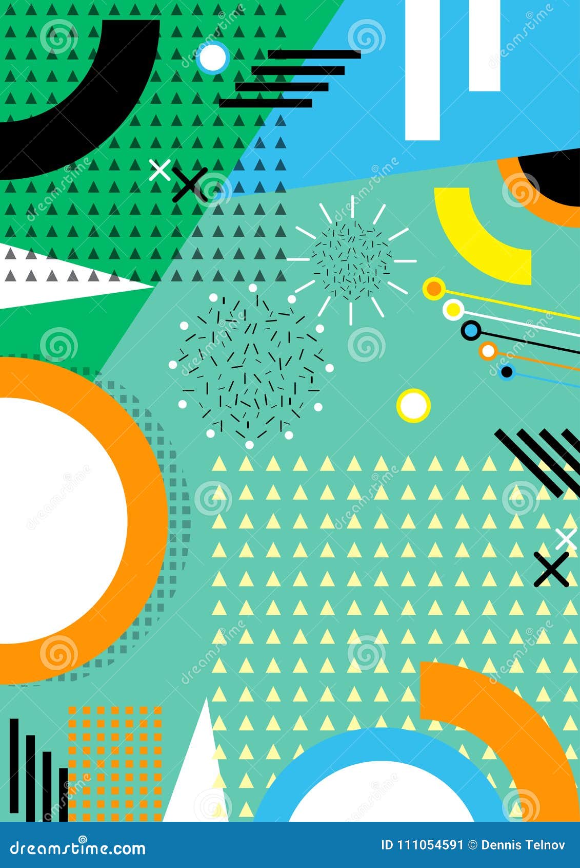 Pattern Background in Flat Colorful Memphis Style.Vector Illustration ...