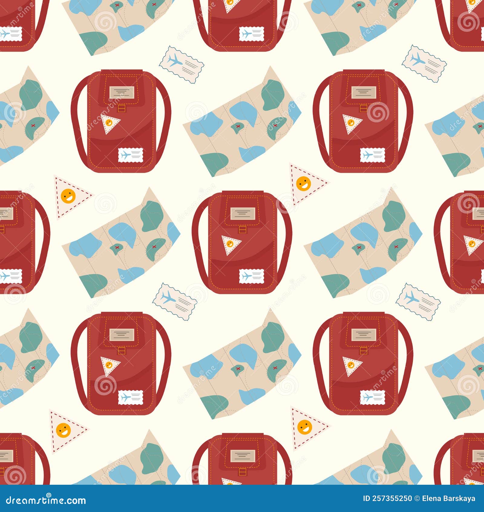 Pattern of Backpack and Map for Website Design Stock Vector ...