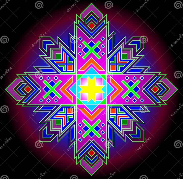 Pattern of Baltic Auseklis Symbol on a Black Background. Stock Vector ...