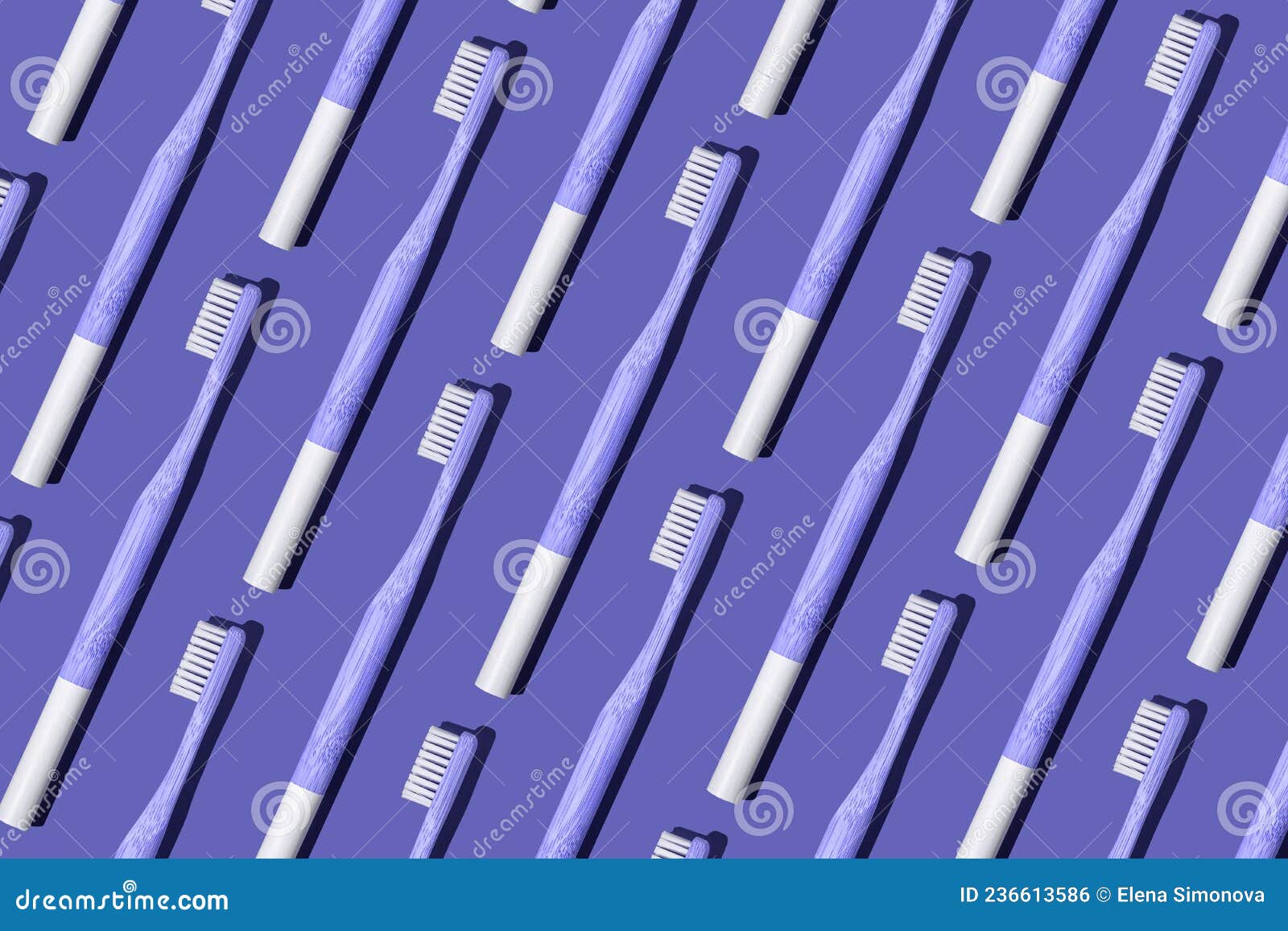 Pattern: Bamboo Toothbrushes on Very Peri Background. Biodegradable ...
