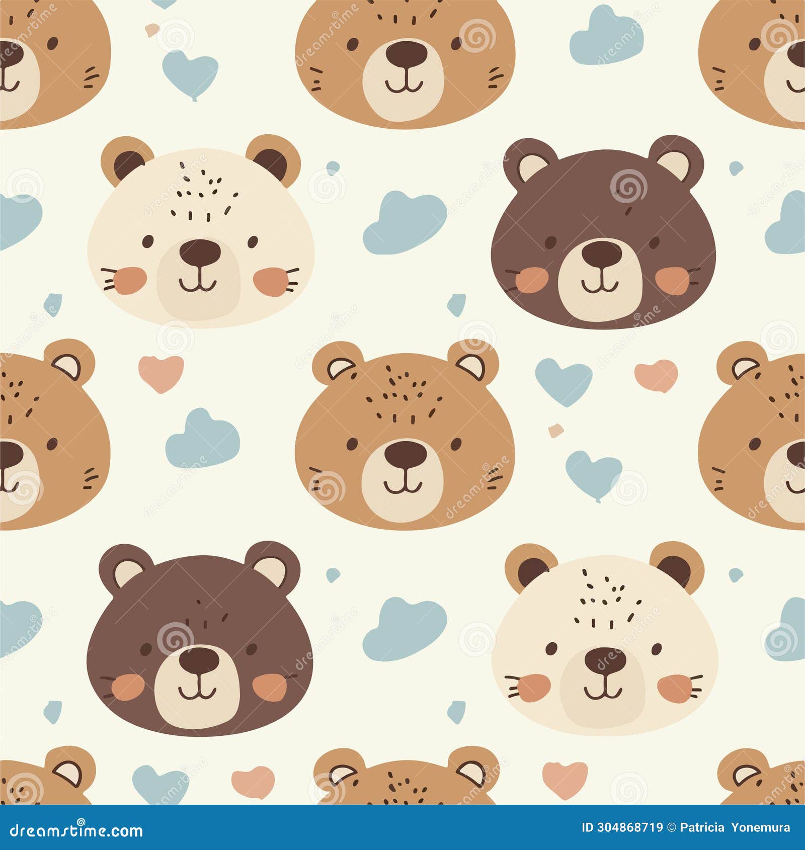 Pattern Bear Cute Pastel Colors Stock Illustration - Illustration of ...