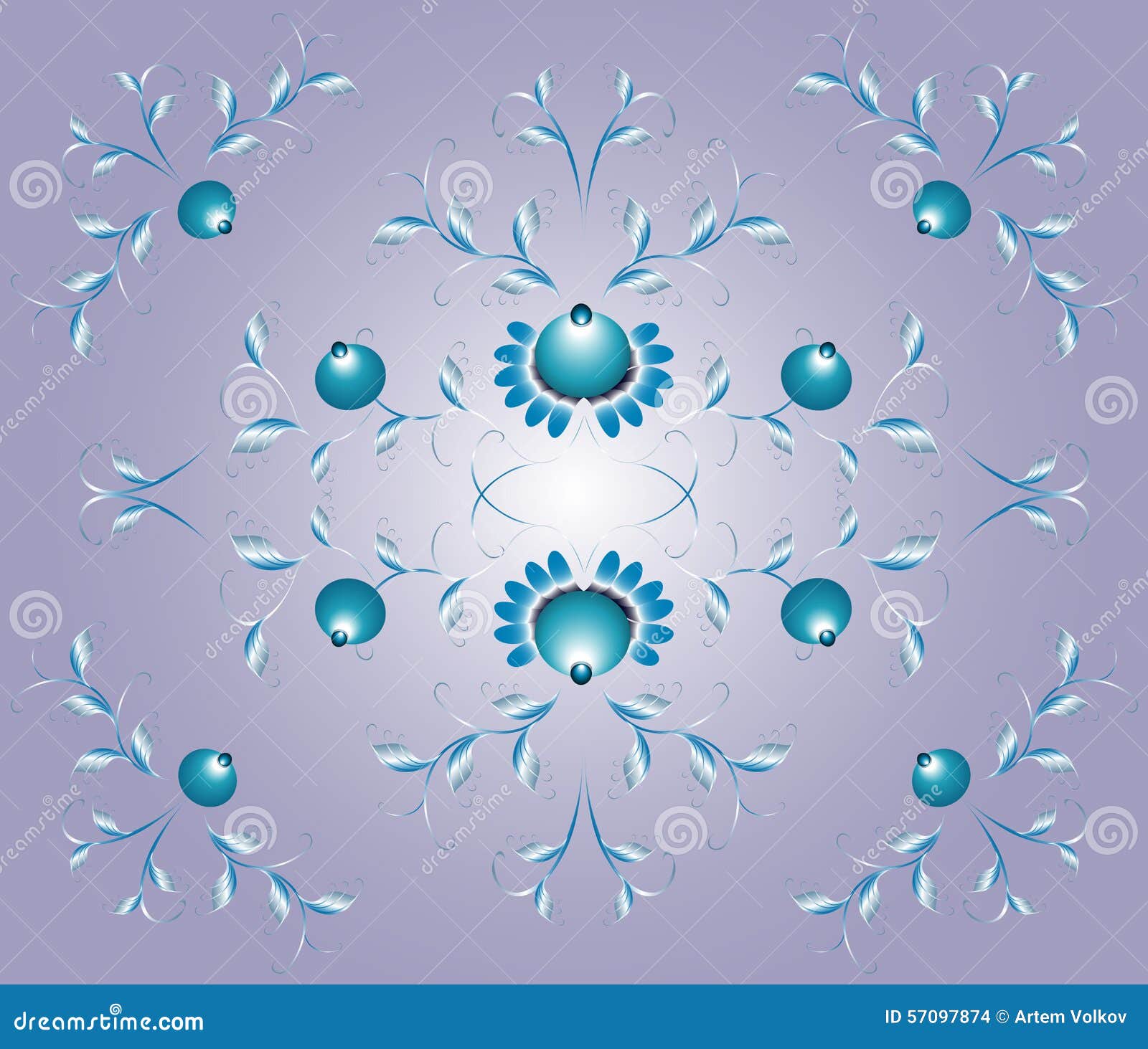 Pattern of Beautiful Blue Flowers on a Blue Base Stock Vector ...