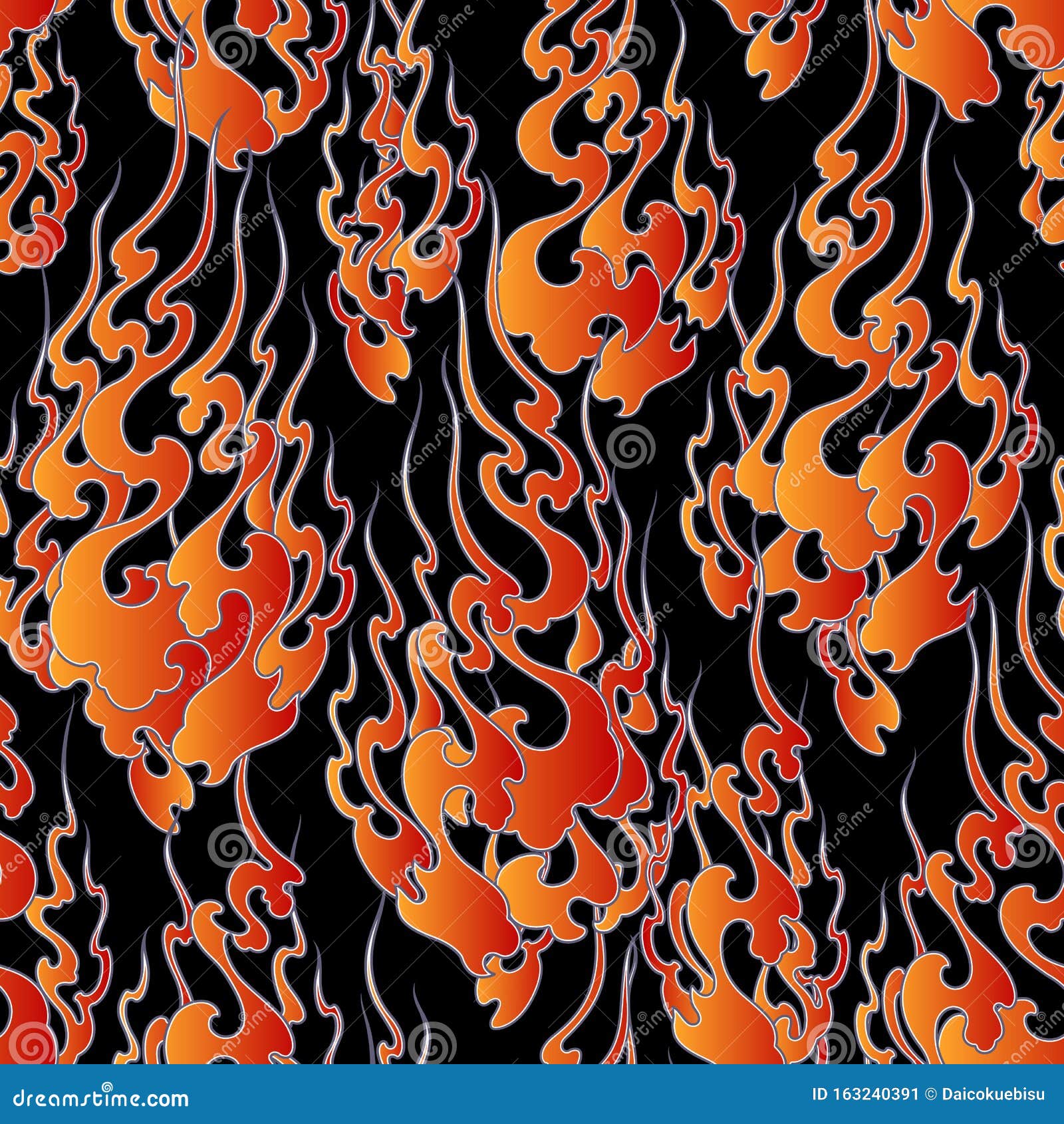 Pattern of a Beautiful Japanese Style Flame, Stock Vector ...