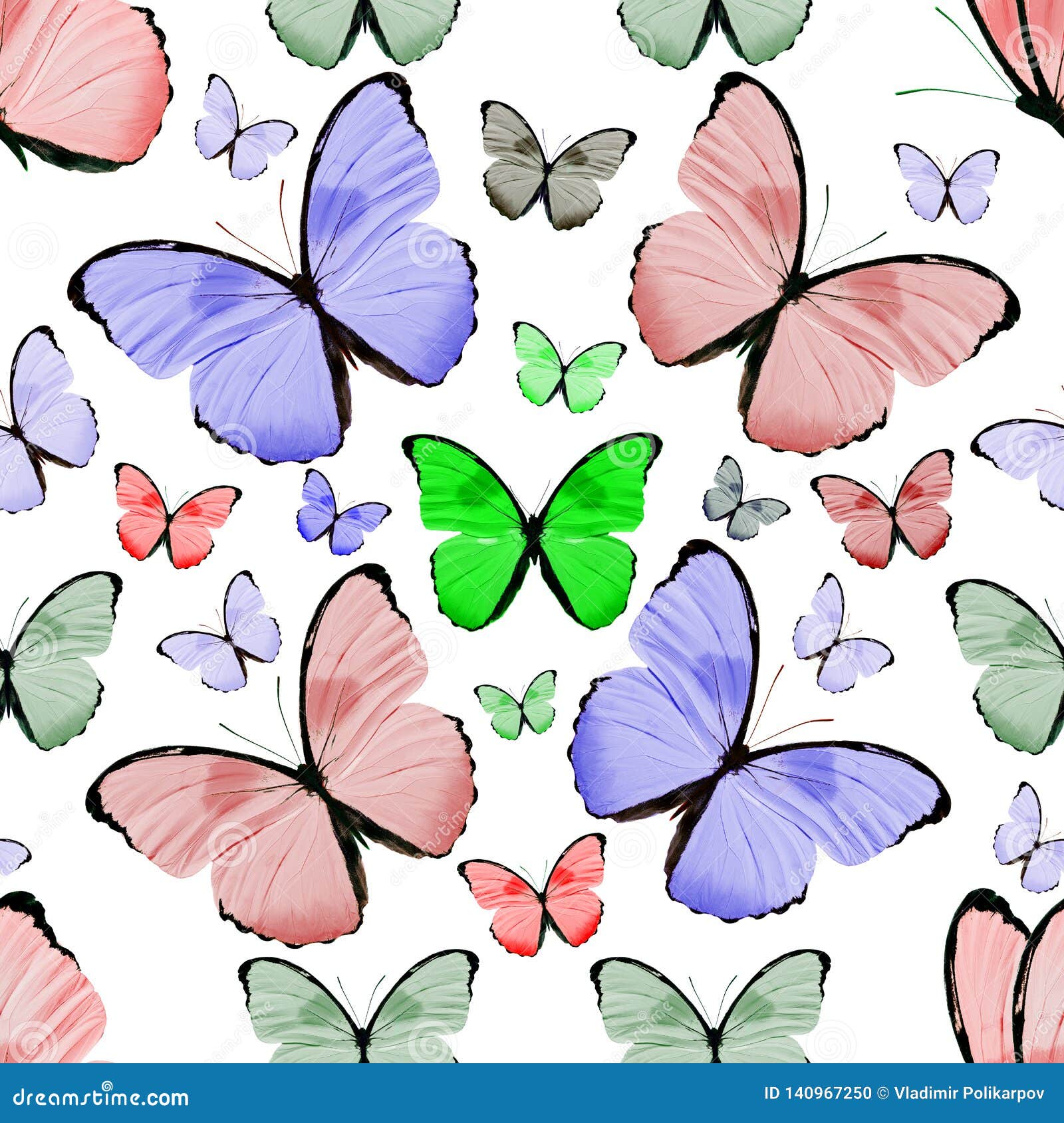 Pattern with Beautiful Natural Colorful Butterflies Stock Illustration ...