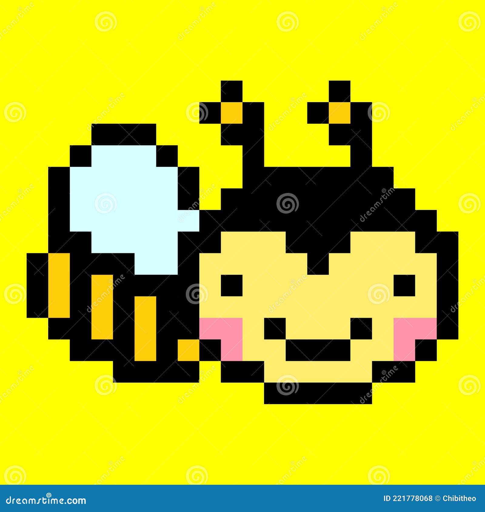 Pixel Bee Image with Yellow Background Stock Vector - Illustration of ...