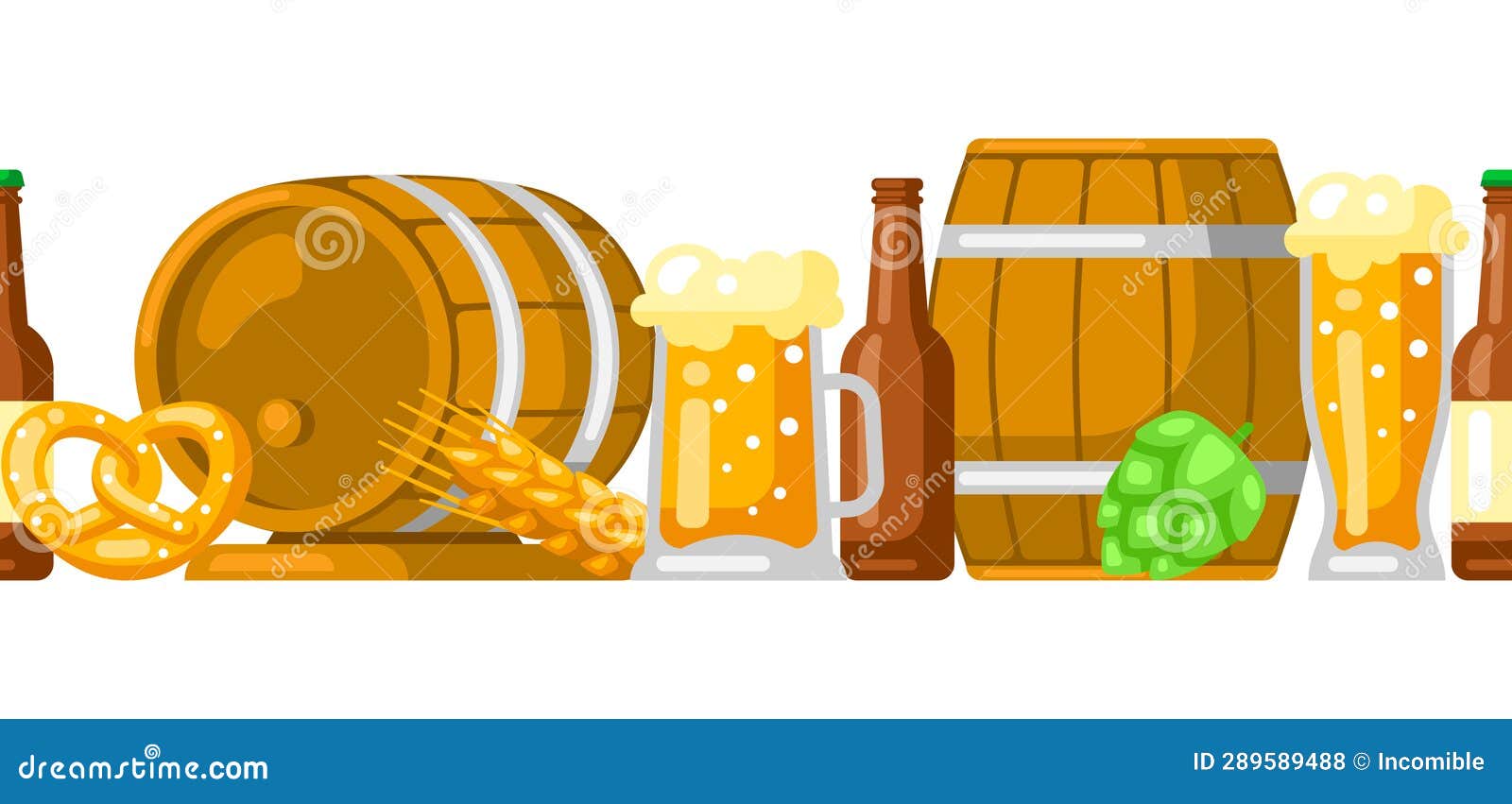 Pattern with Beer Objects. Beer Festival or Oktoberfest Stock ...