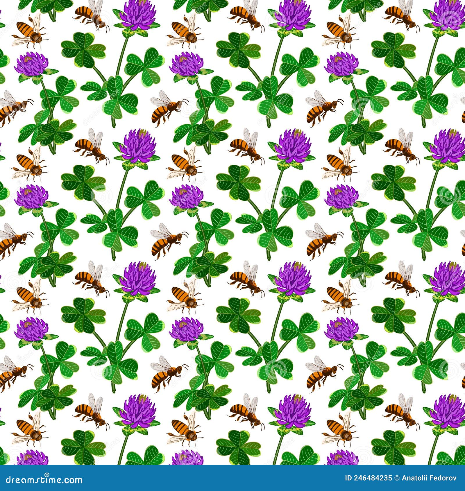 Bees And Clover Royalty-Free Illustration | CartoonDealer.com #28654077