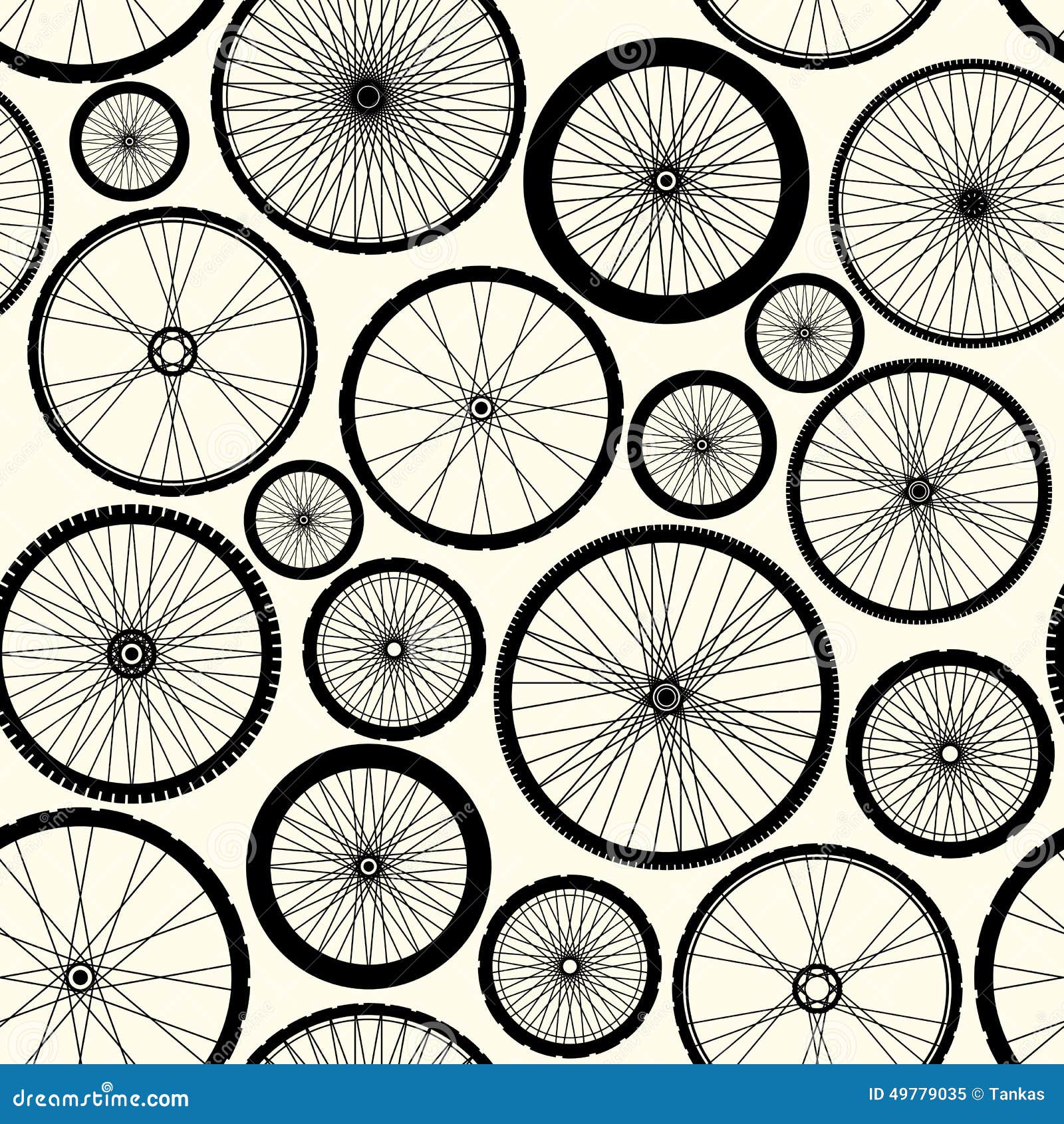 Pattern of bicycle wheels stock vector. Illustration of travel - 49779035