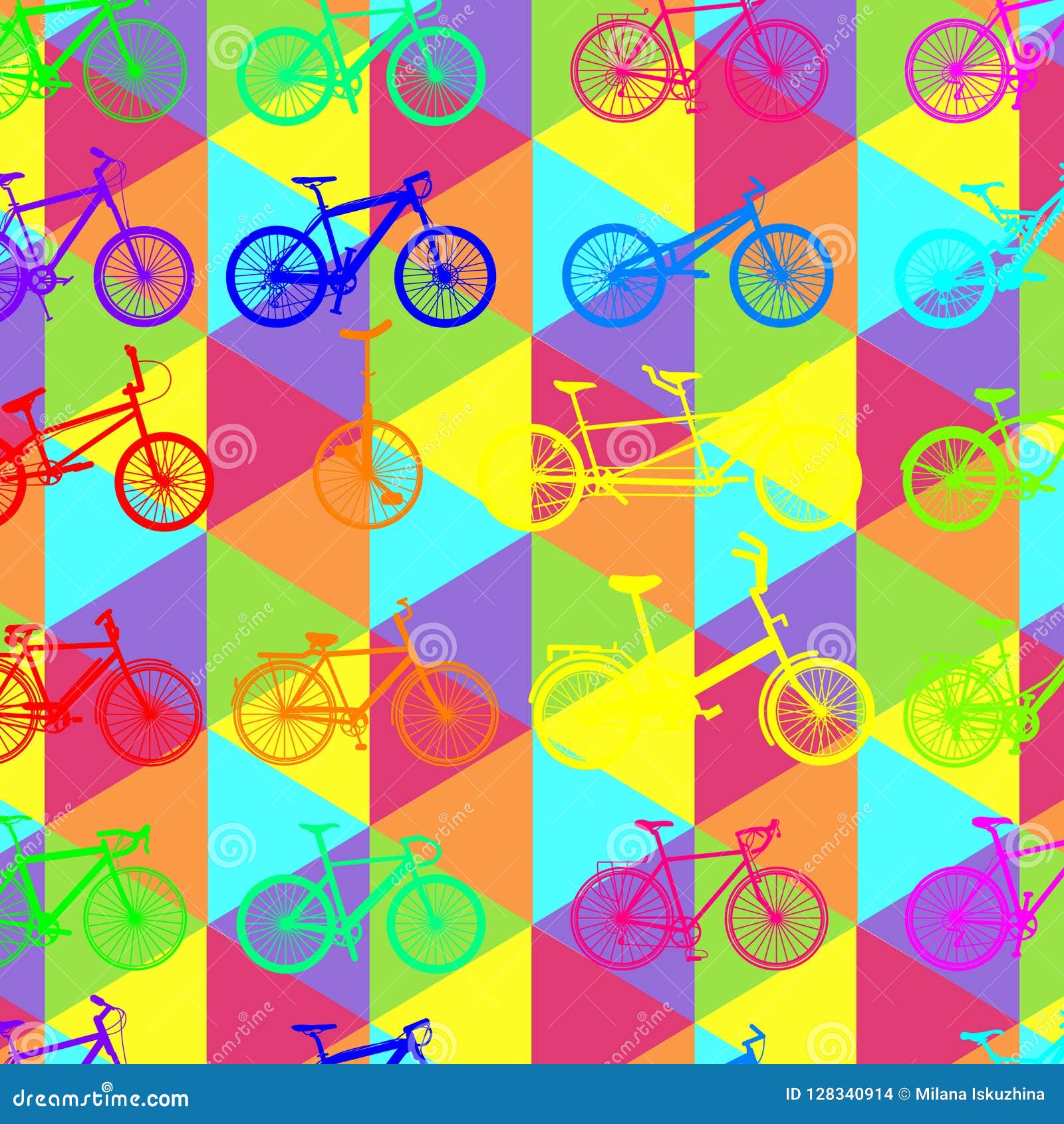 Pattern of Bikes of Different Types and Different Bright Colors Stock ...