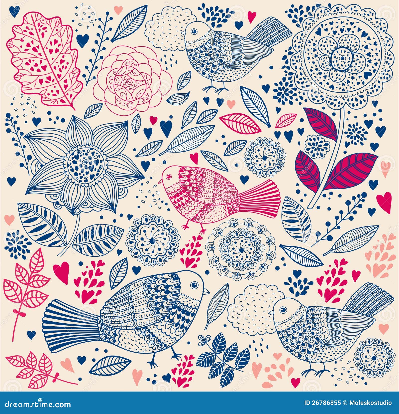 Pattern with birds stock illustration. Illustration of design - 26786855